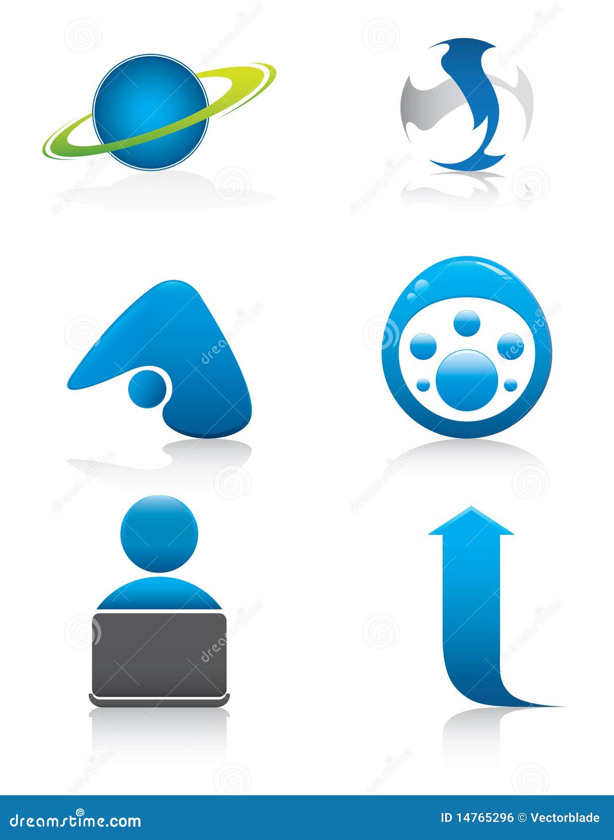 Blue signs and symbols set stock vector. Illustration of design - 14765296