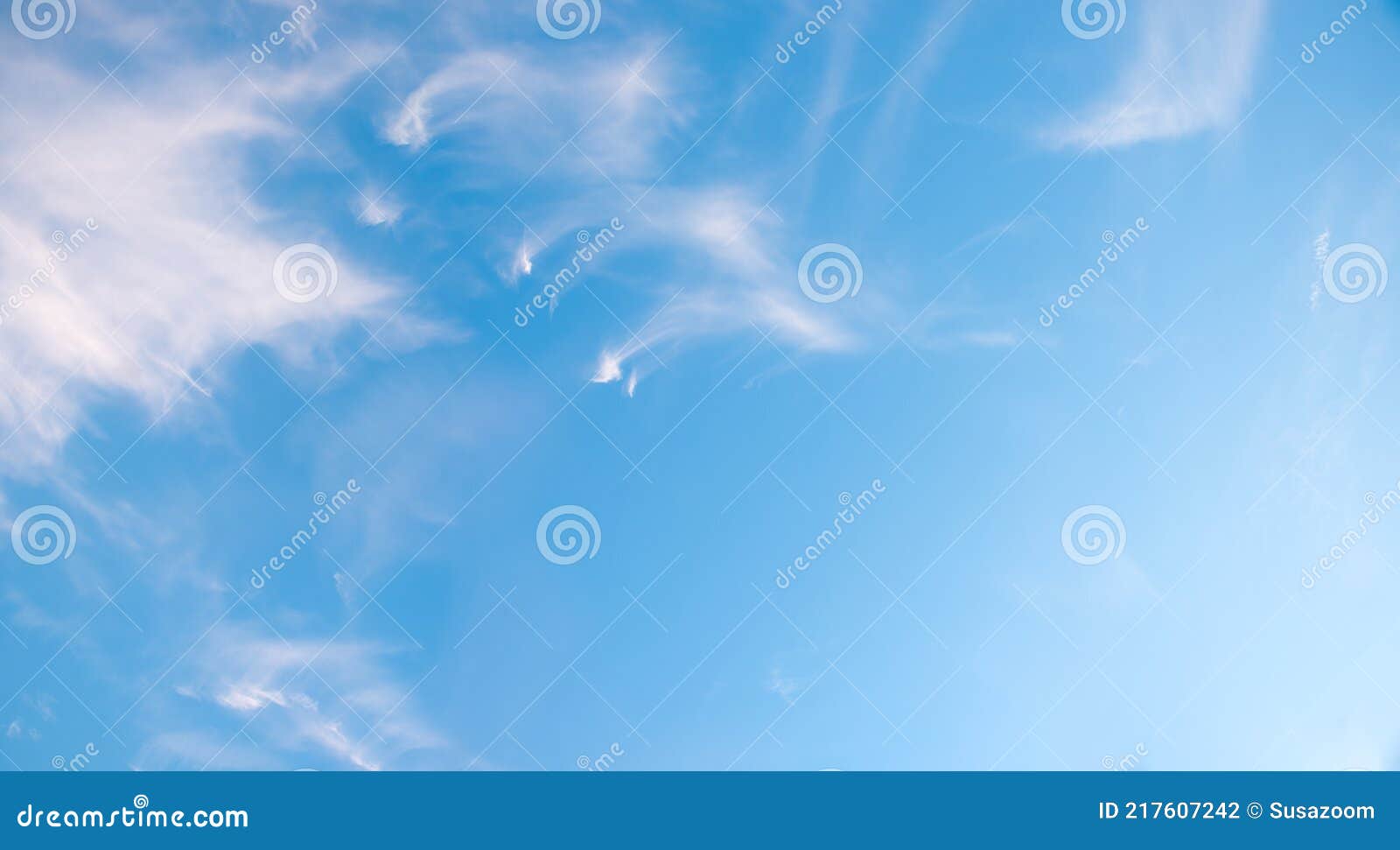 Blue Siky Panorama with High Hazy Clouds and Copy Space Stock Photo ...