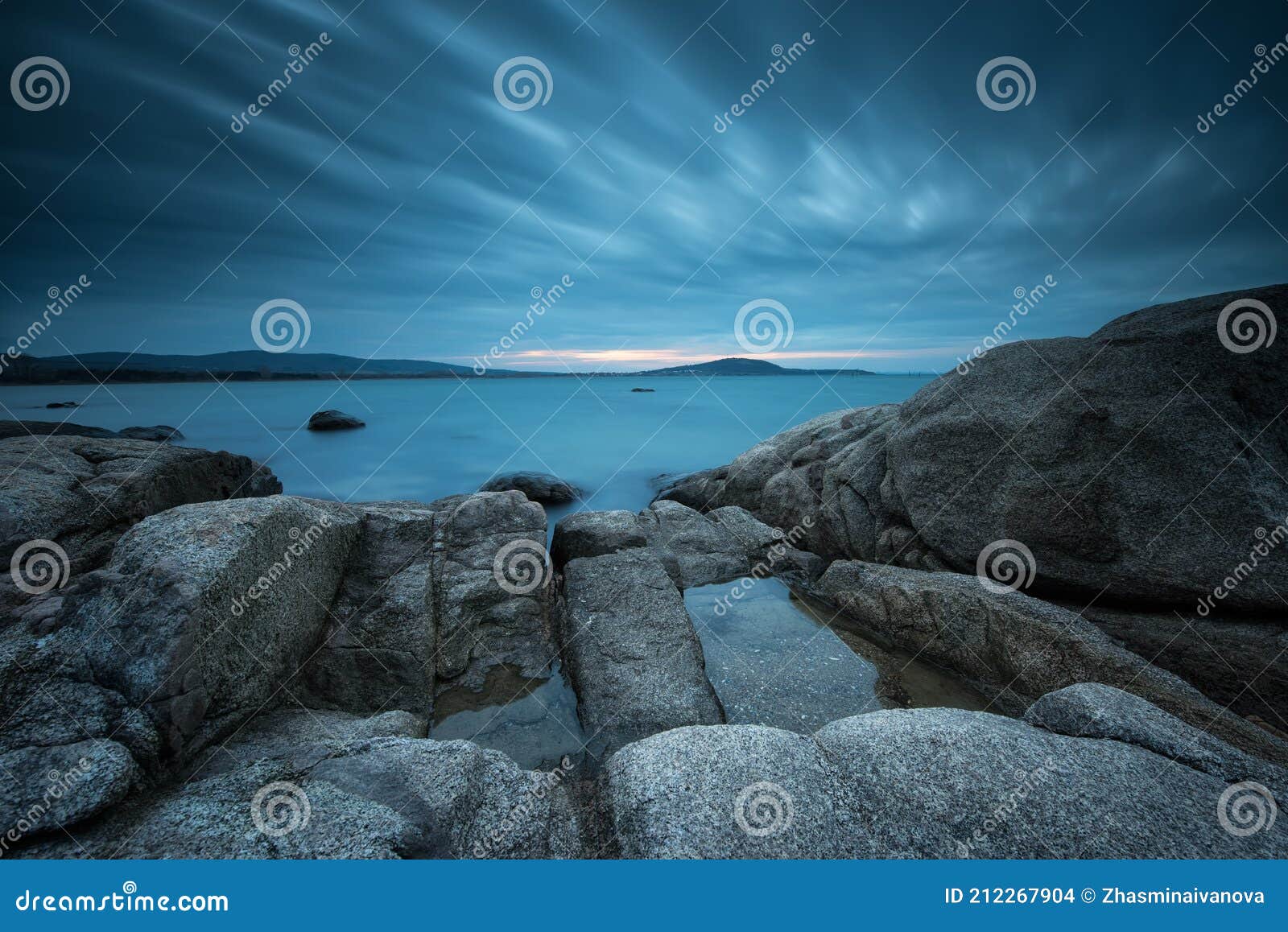 Blue Silence at Sea Coastline Stock Photo - Image of blue, moody: 212267904