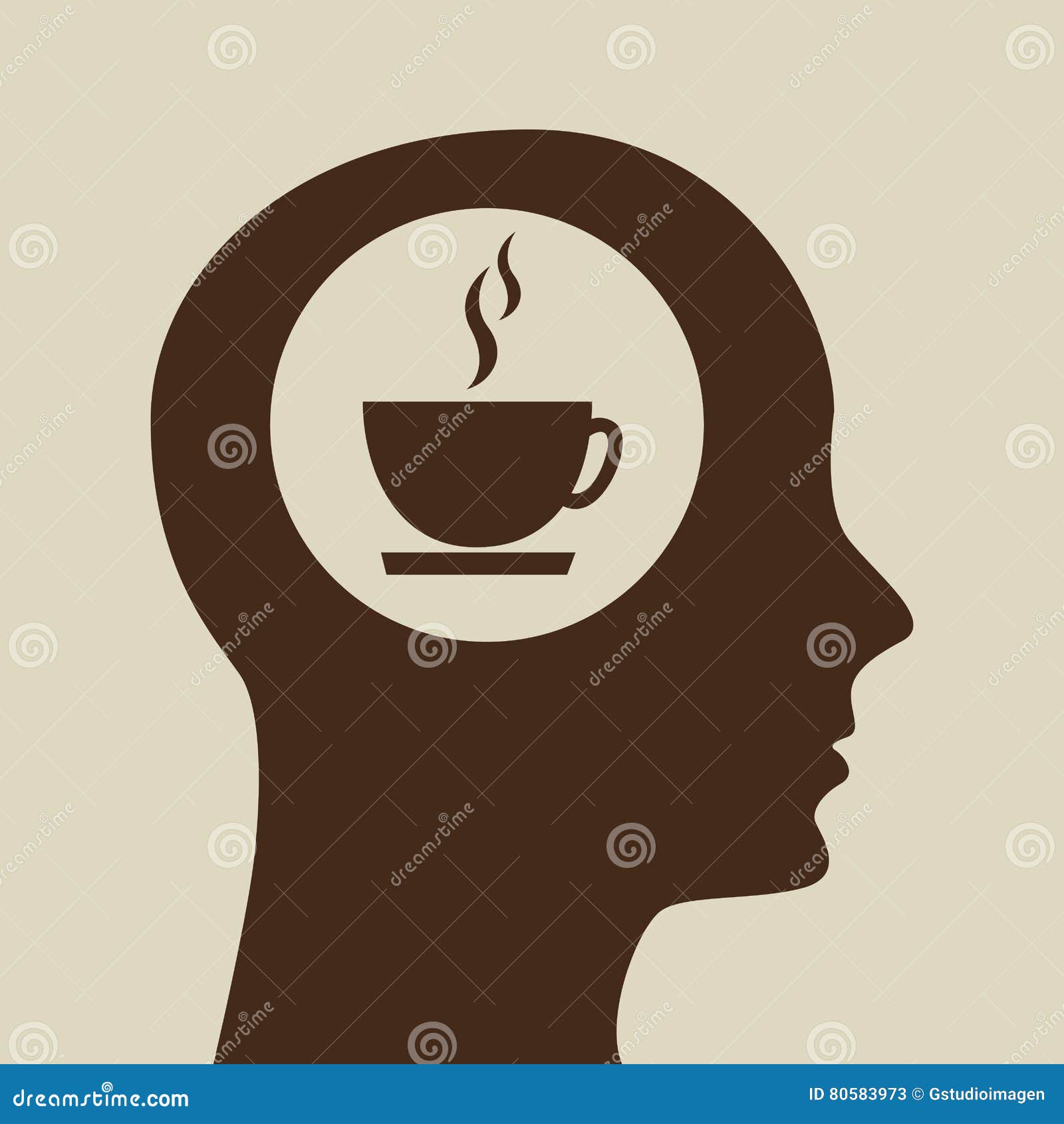 Blue Silhouette Head Cup Coffe Icon Design Stock Vector - Illustration ...