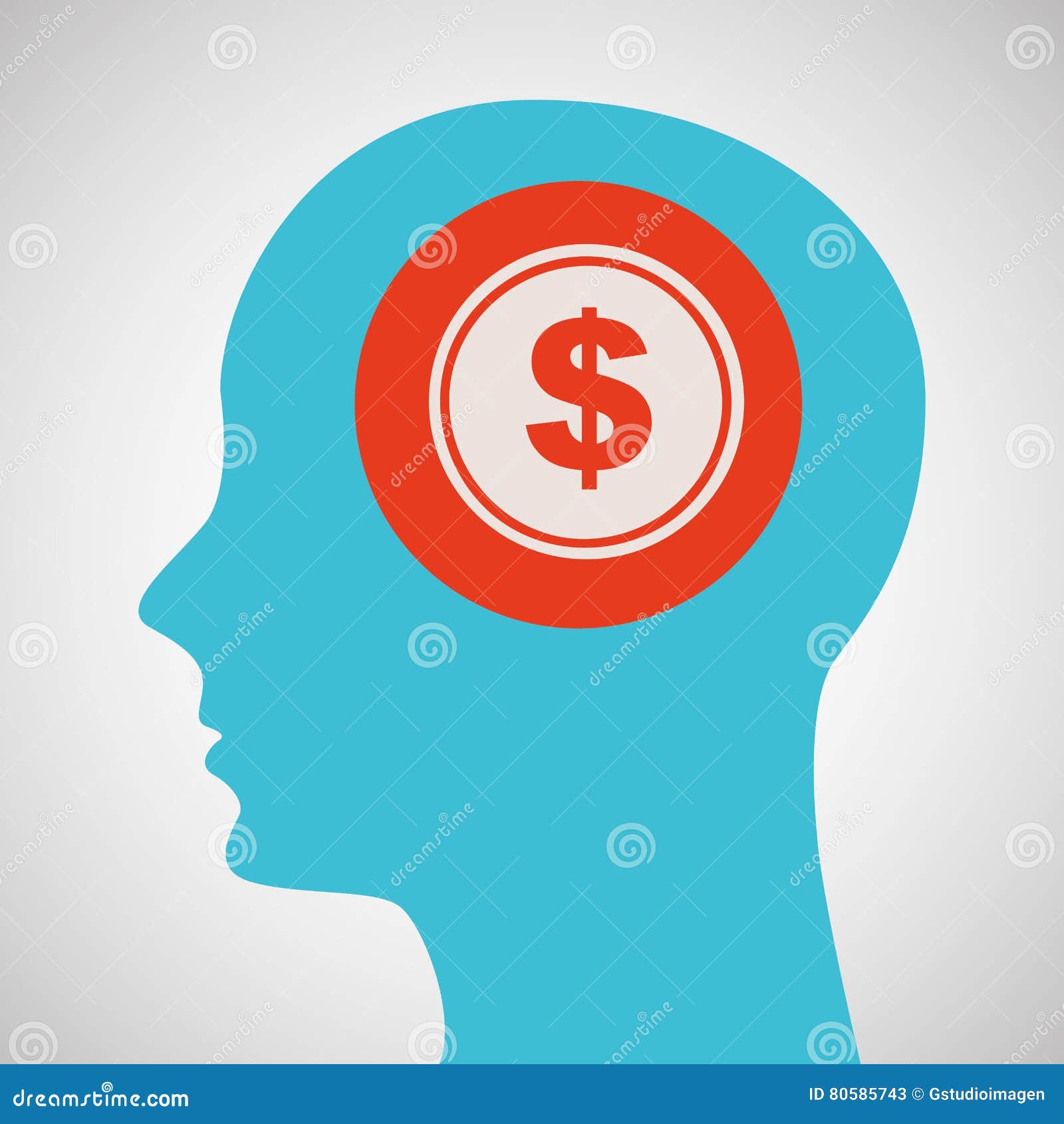 Blue Silhouette Head Money Dollar Icon Design Stock Vector ...