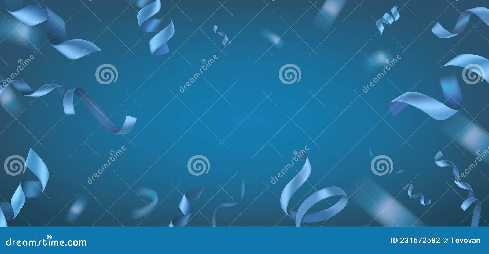 Blue Silk Flying Ribbons. Realistic Illustration with Copy Space ...