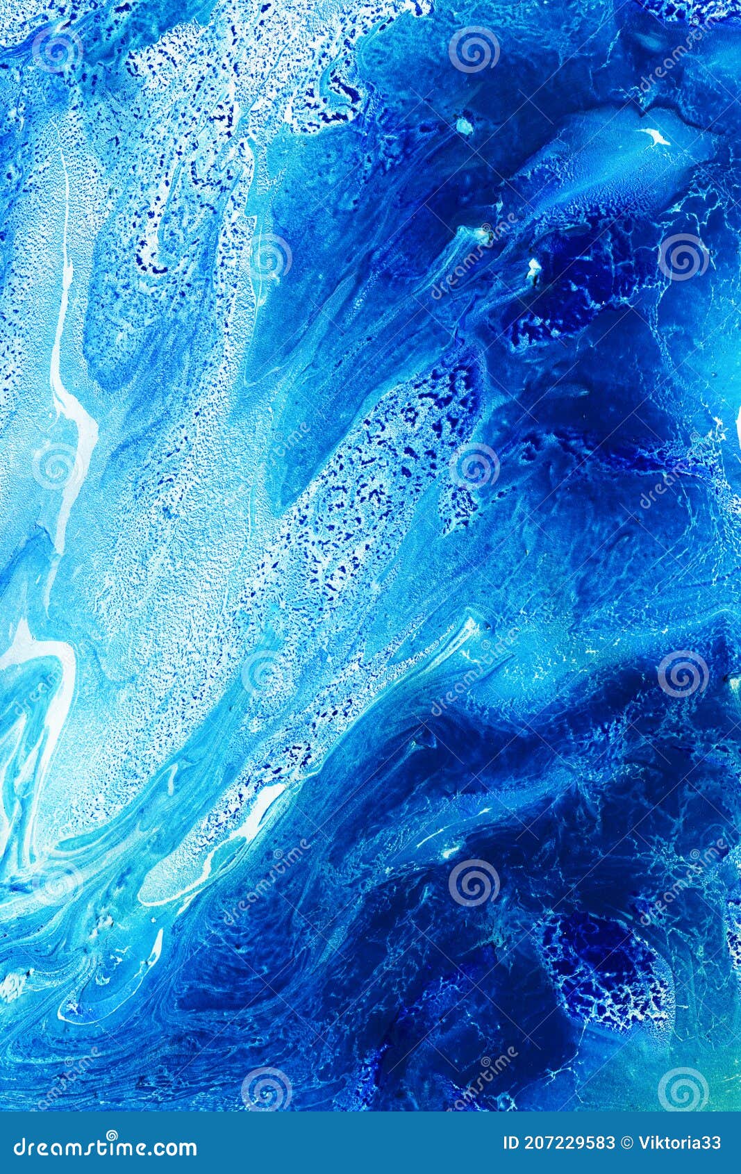 Blue with Silver Abstract Hand Painted Background, Marble Texture ...