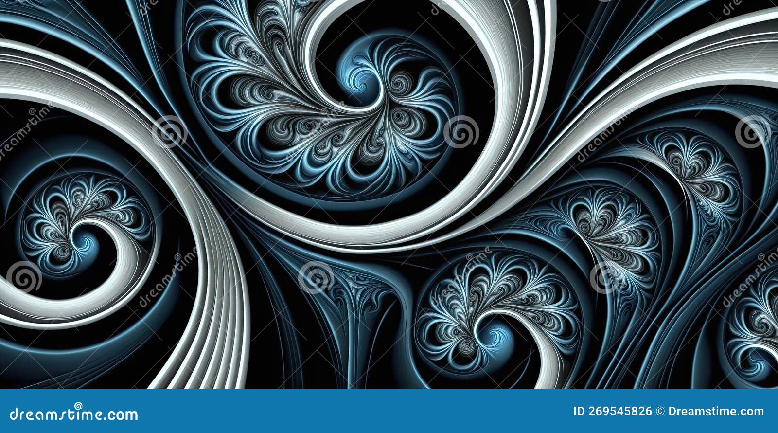 Blue and Silver Abstract Recursive Spiral Texture Pattern, Wallpaper or ...