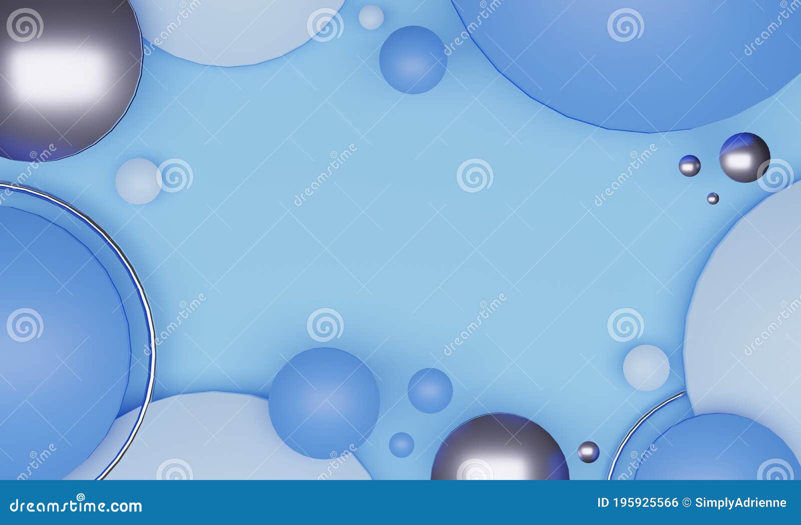 Blue and Silver Background with 3d Rings and Circles and Blank Copy ...