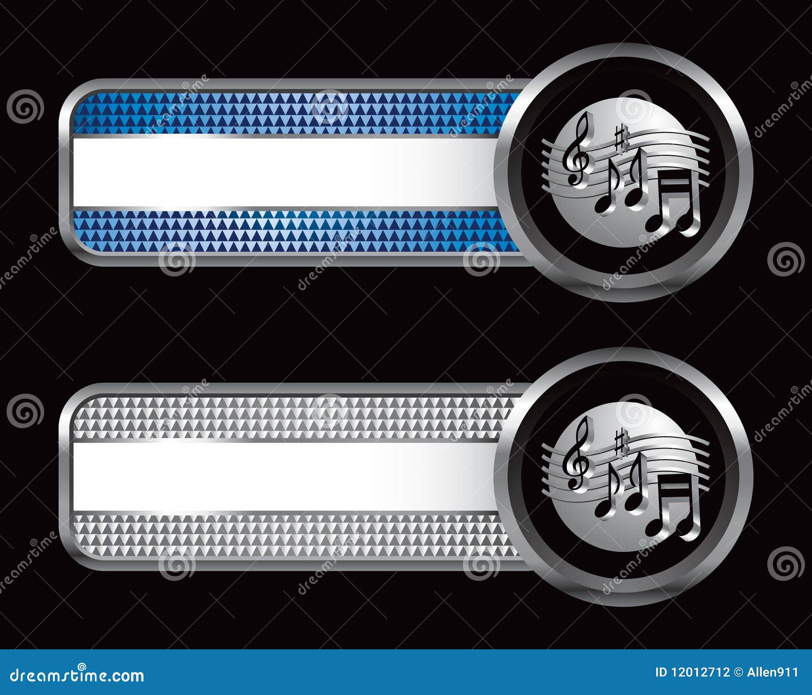 Blue and Silver Checkered Banners with Music Notes Stock Vector ...