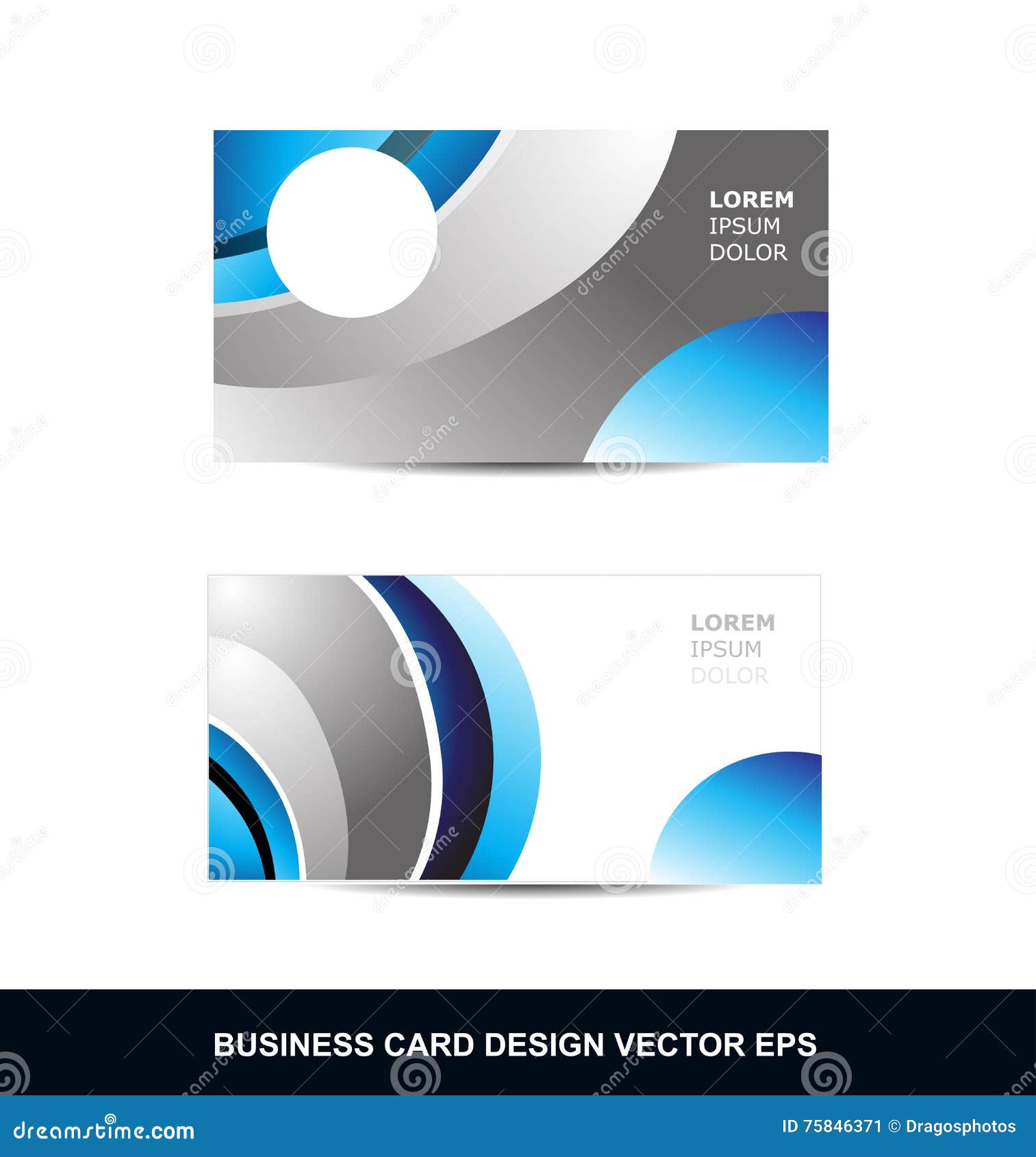 Blue Silver Grey Business Card Vector Design Template Stock Vector ...