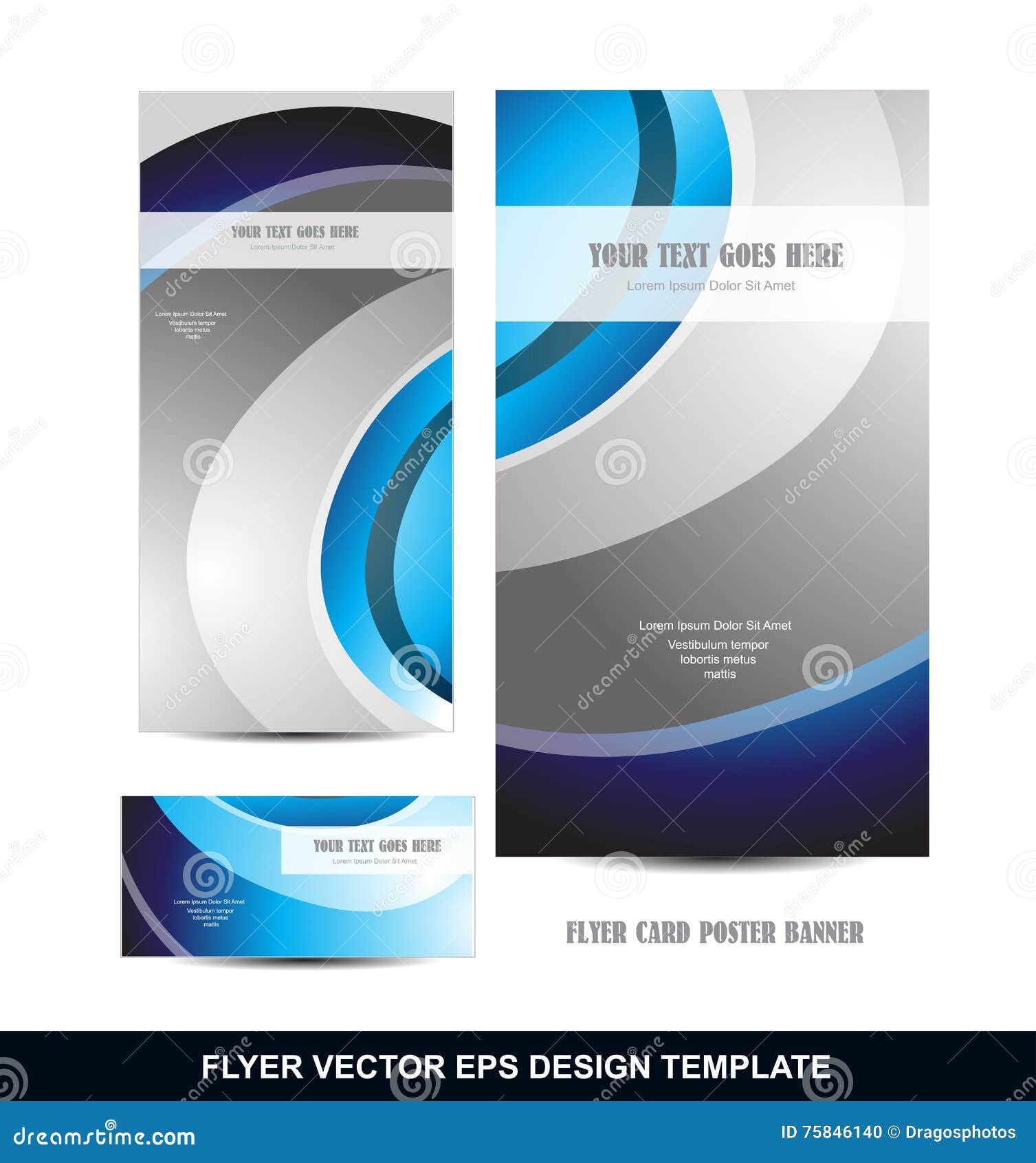 Blue Silver Grey Flyer Template Design Stock Vector - Illustration of ...