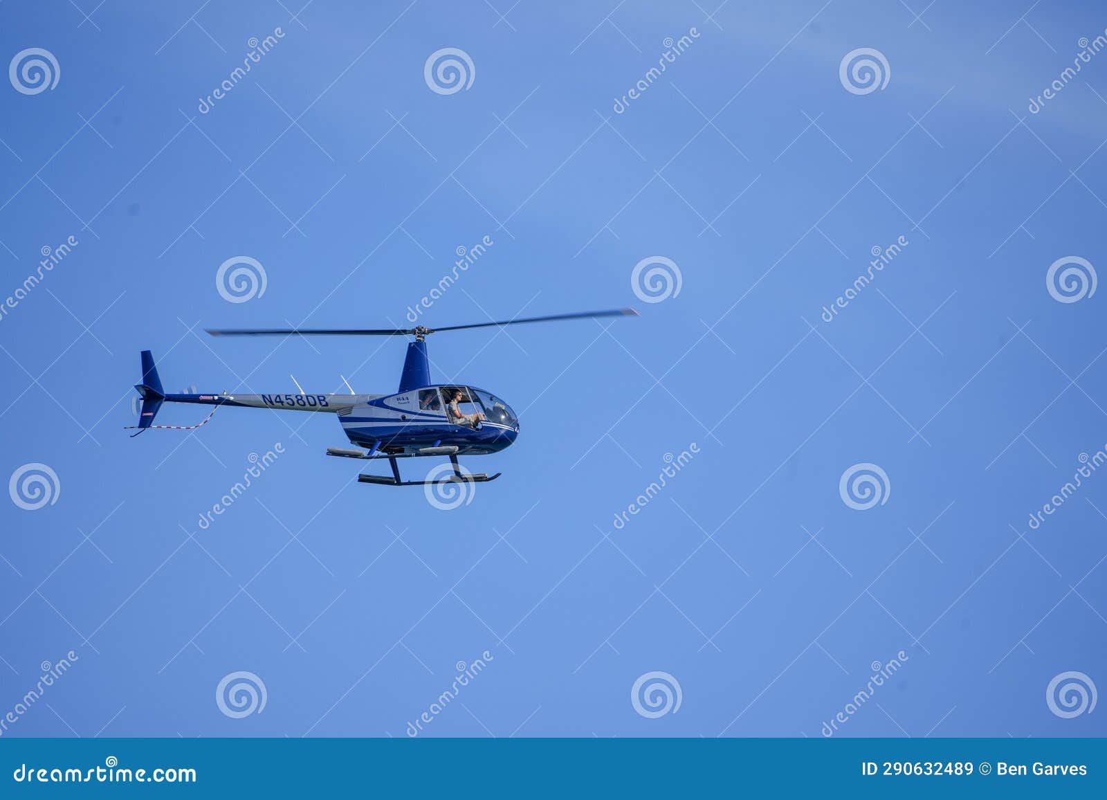Helicopter in the Bright Blue Sky Stock Image - Image of takeoff, lift ...