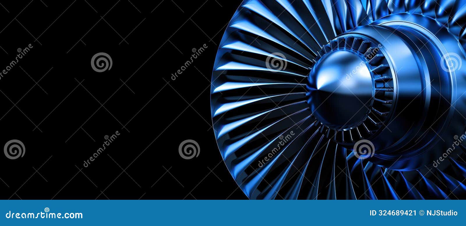 A Blue and Silver Jet Engine with a Black Background Stock Illustration ...