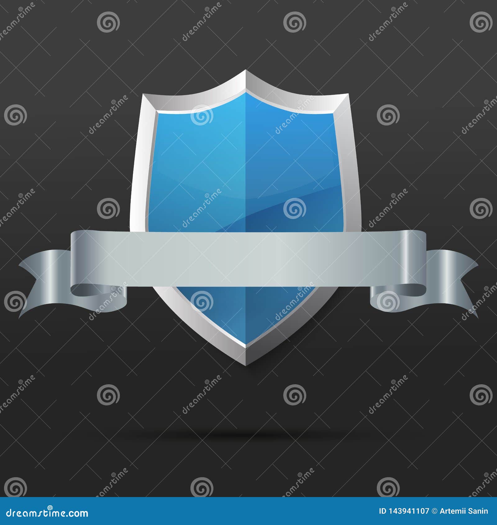 Blue and Silver Shield with Ribbon. Vector Illustration. Stock Vector ...