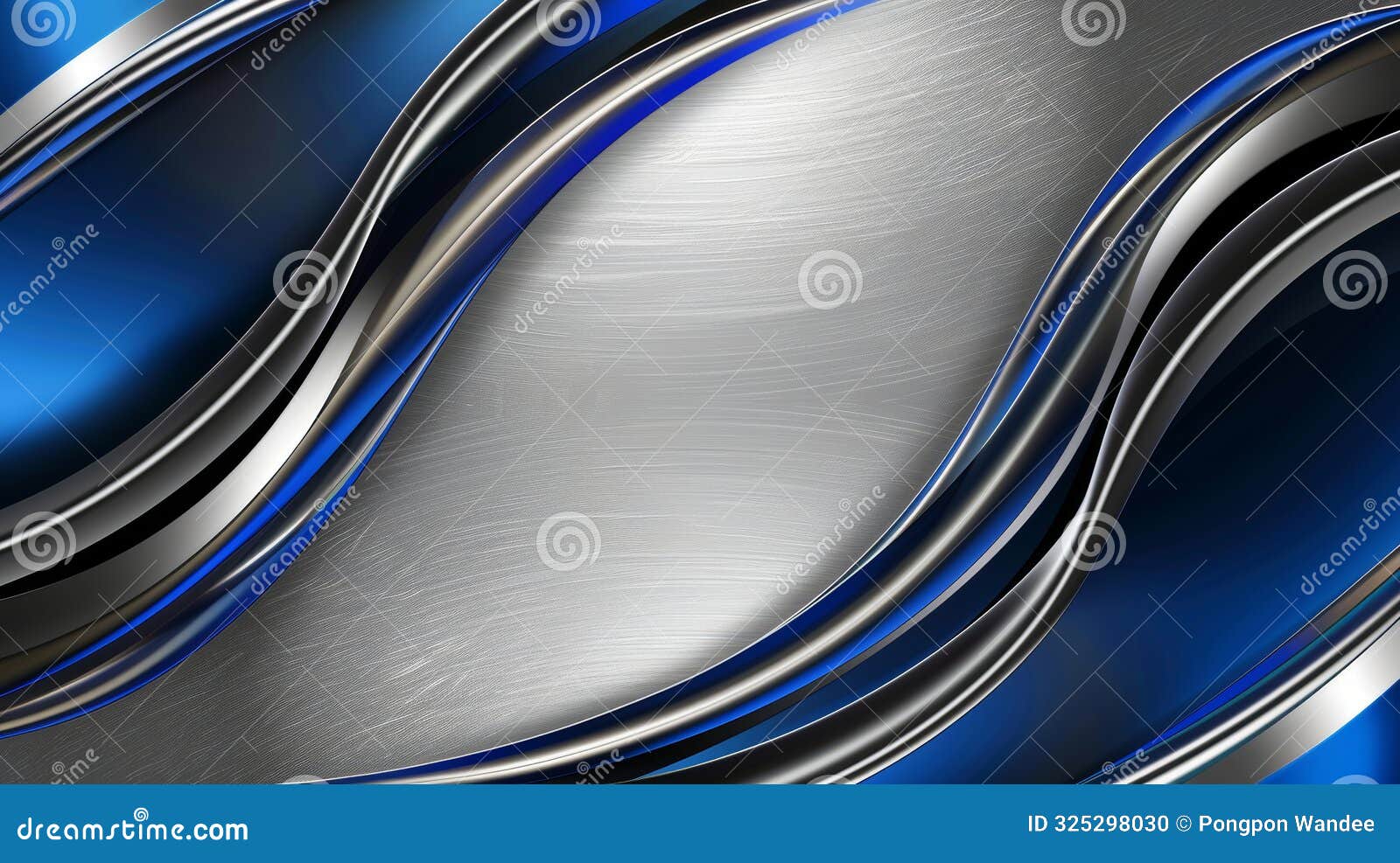 Blue and Silver Waves on Metal Background Stock Illustration ...