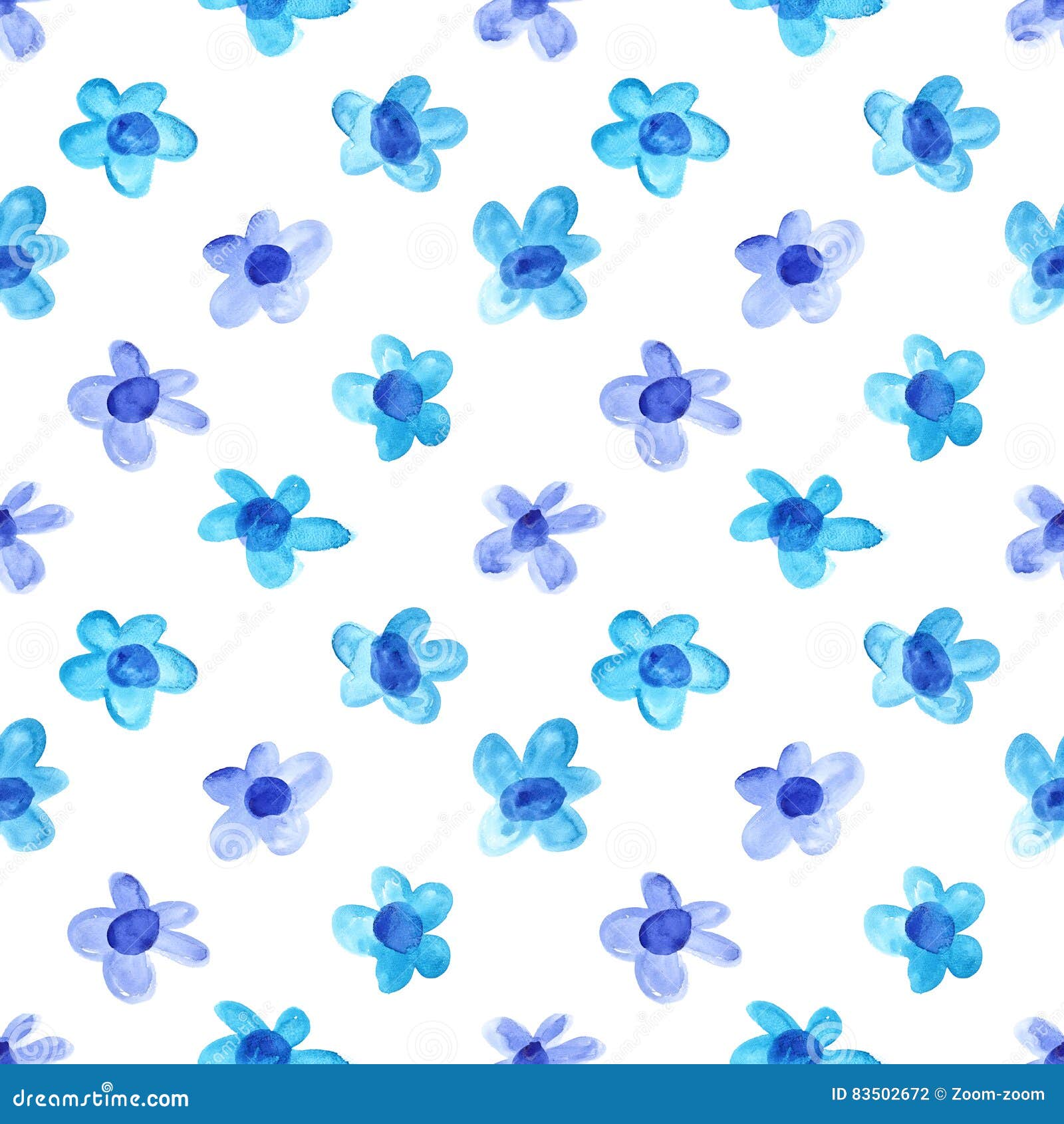 Blue Simple Watercolor Flowers Stock Illustration - Illustration of ...