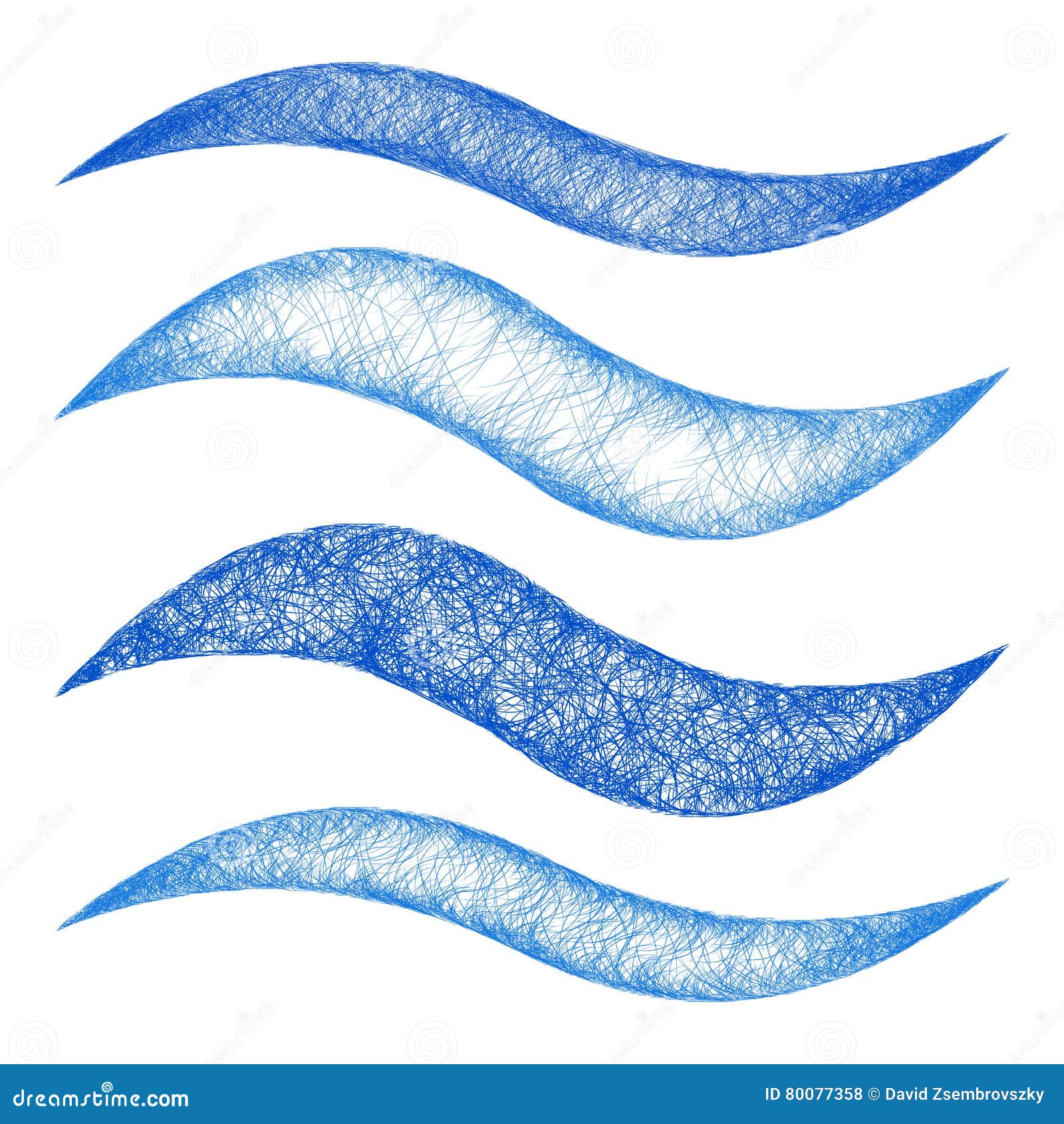 Blue Sketch Wave Line Design Element Set Stock Vector - Illustration of ...