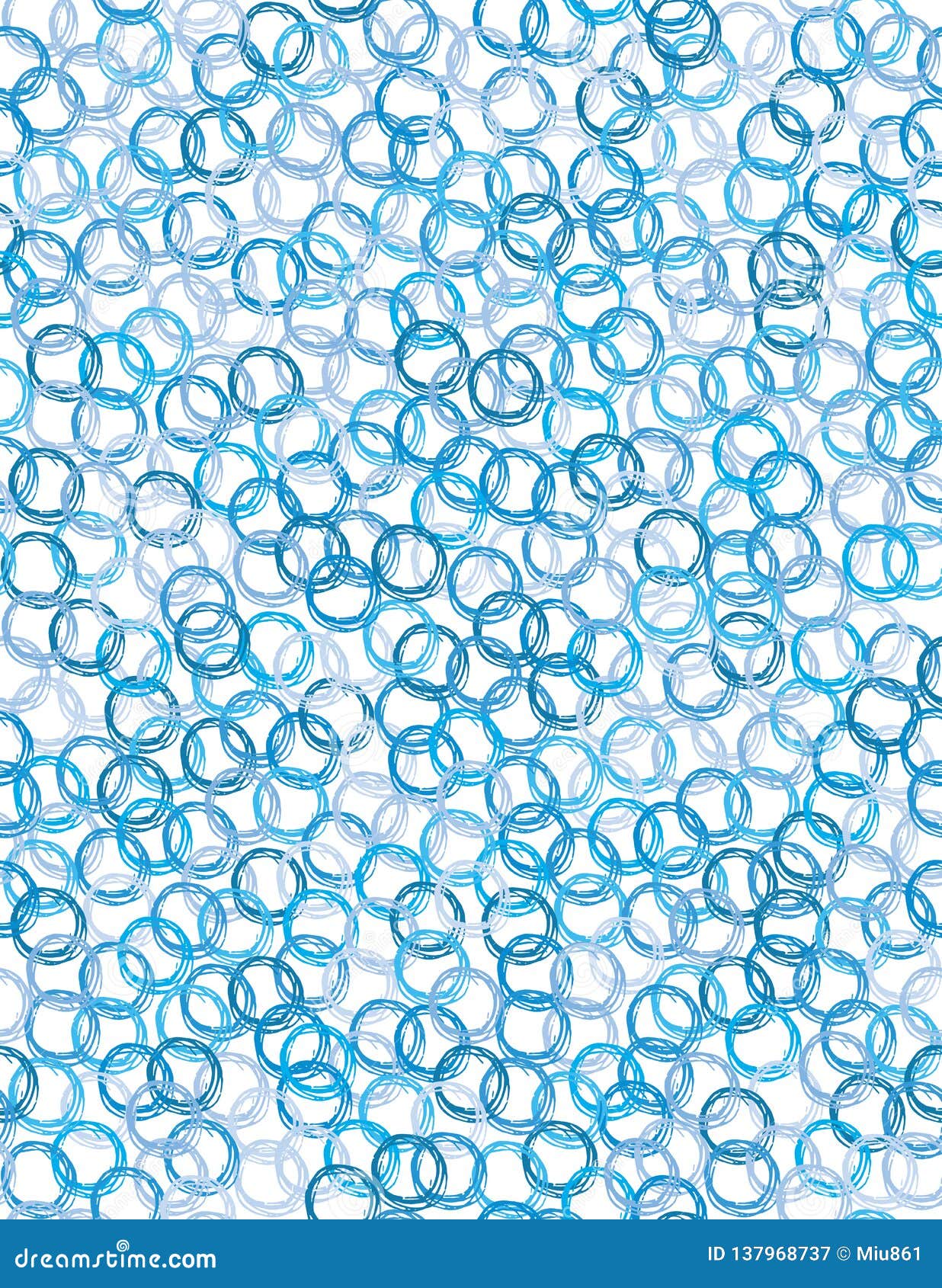 Bright Blue Hand Drawn Irregular Circles Vector Pattern. Stock Vector ...