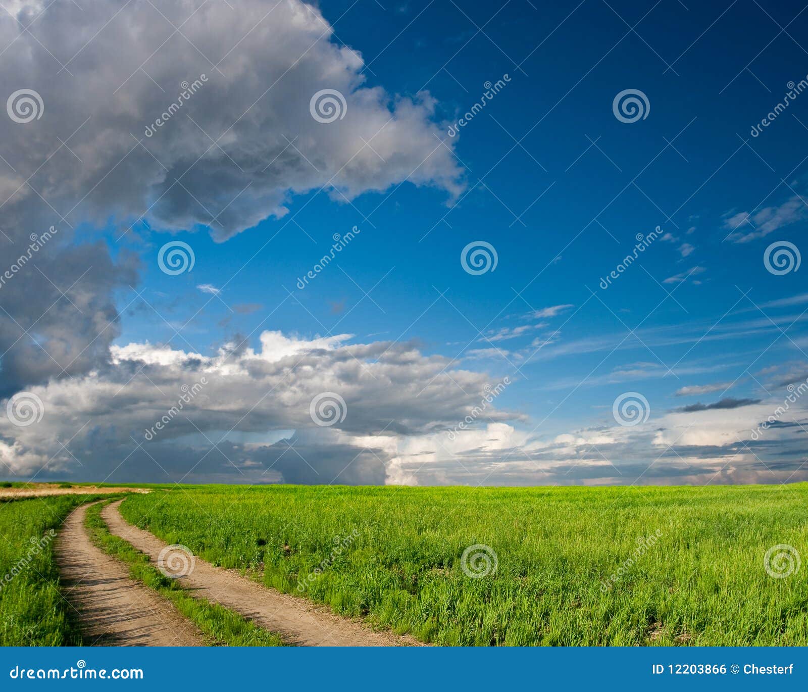 Blue Skies Above the Greenfield Stock Photo - Image of scene, clean ...