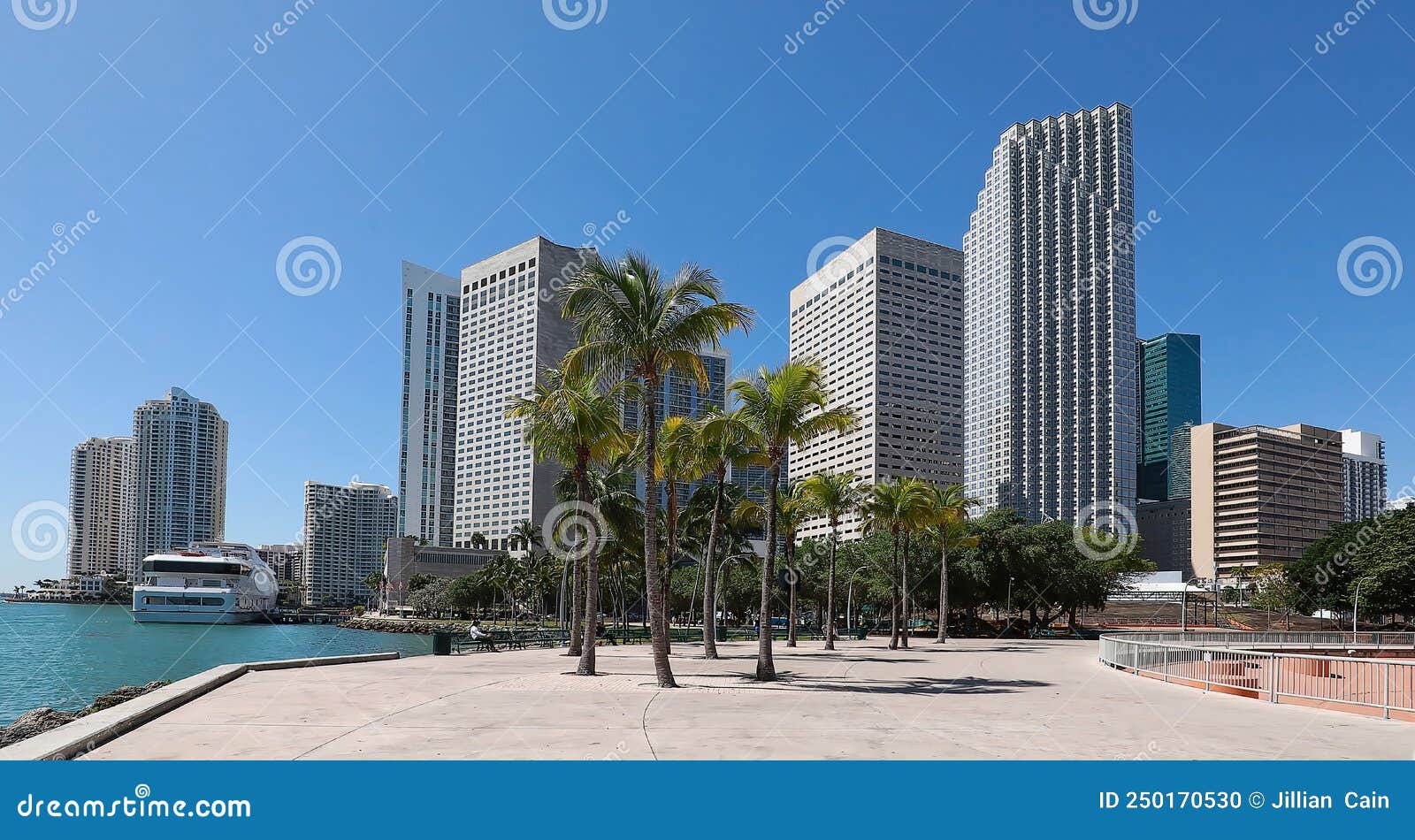 Blue Skies Behind Miami Skyline Stock Photo - Image of dade, banks ...