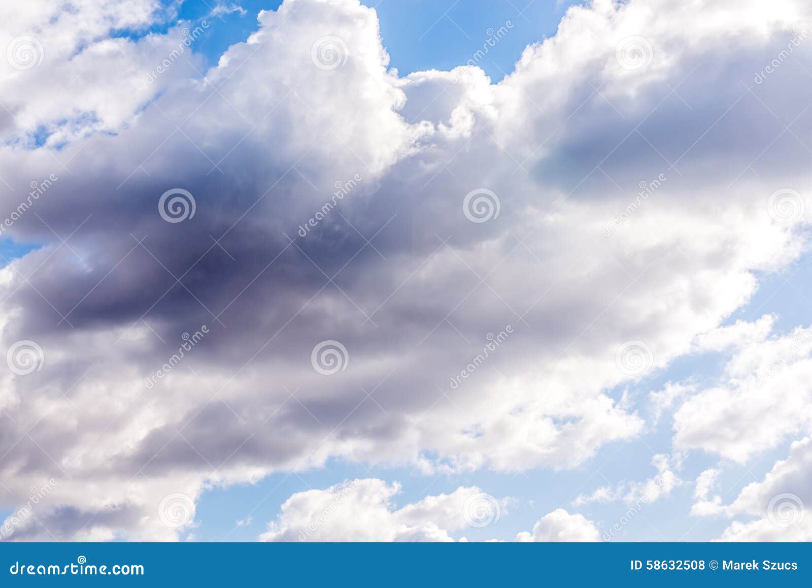 Blue skies raining clouds stock photo. Image of light - 58632508