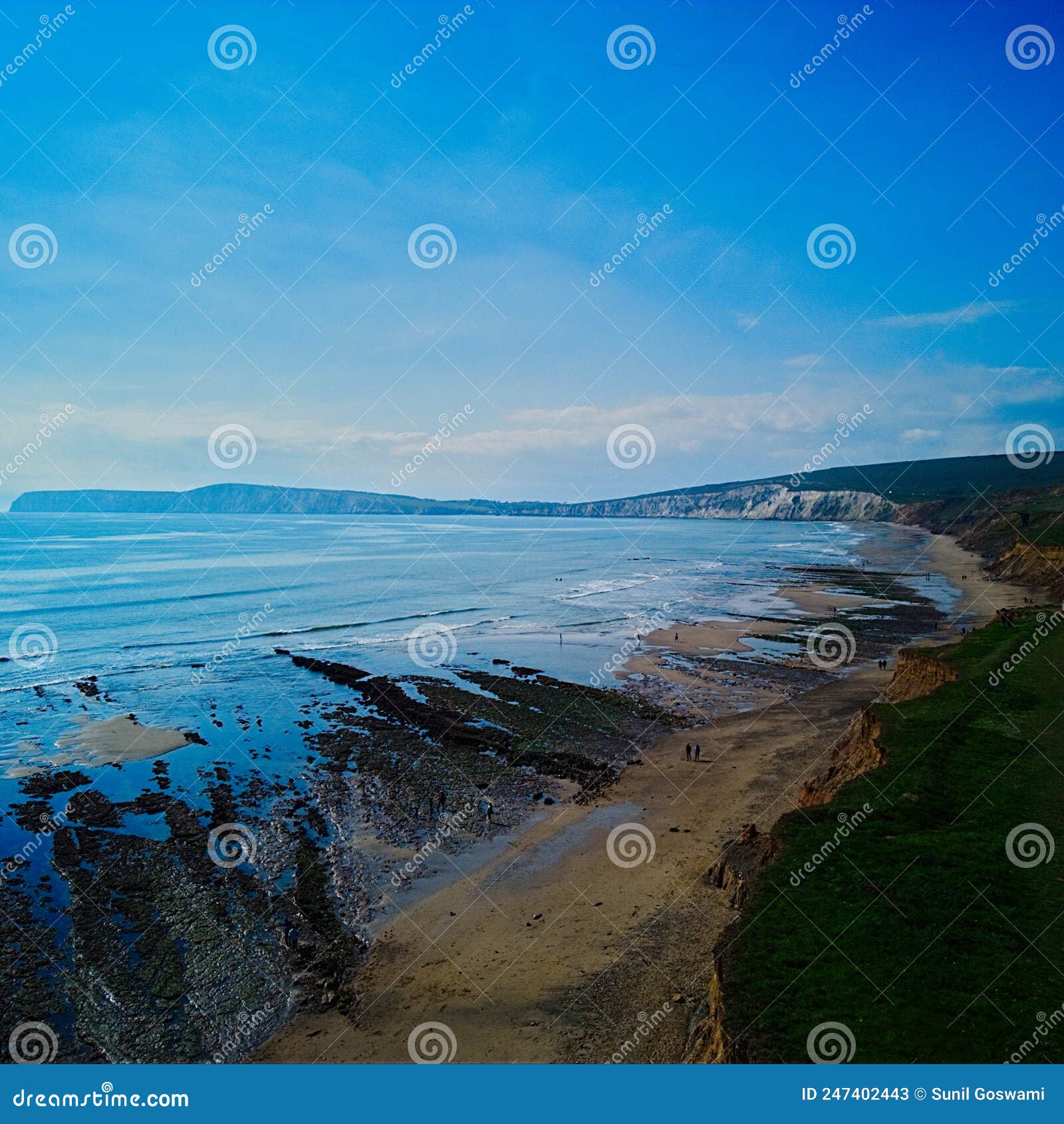 Blue Water Ocean Beach Muddy Cliffside Stock Image - Image of frame ...