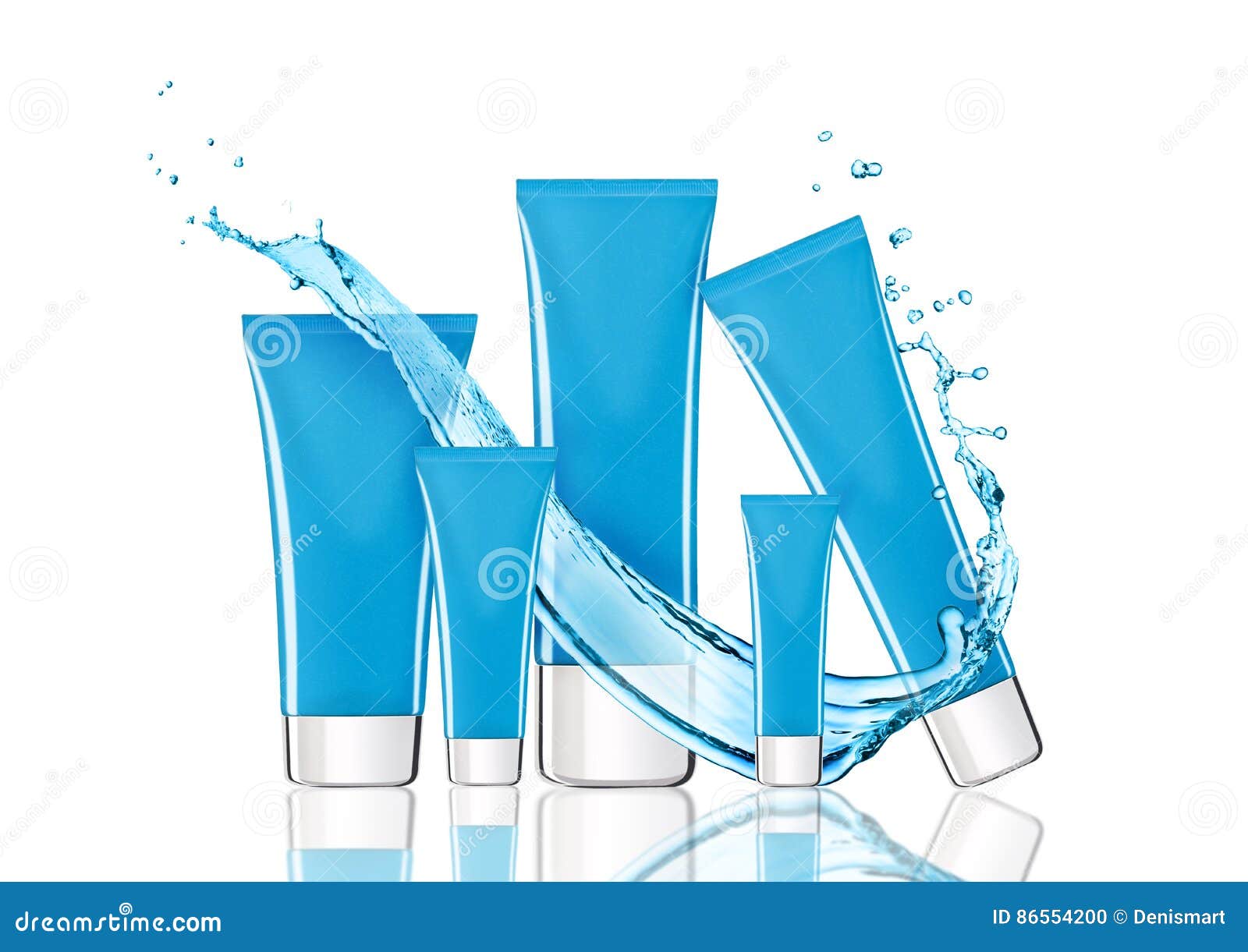 Blue Skin Care Cream Containers with Water Splash Stock Illustration ...