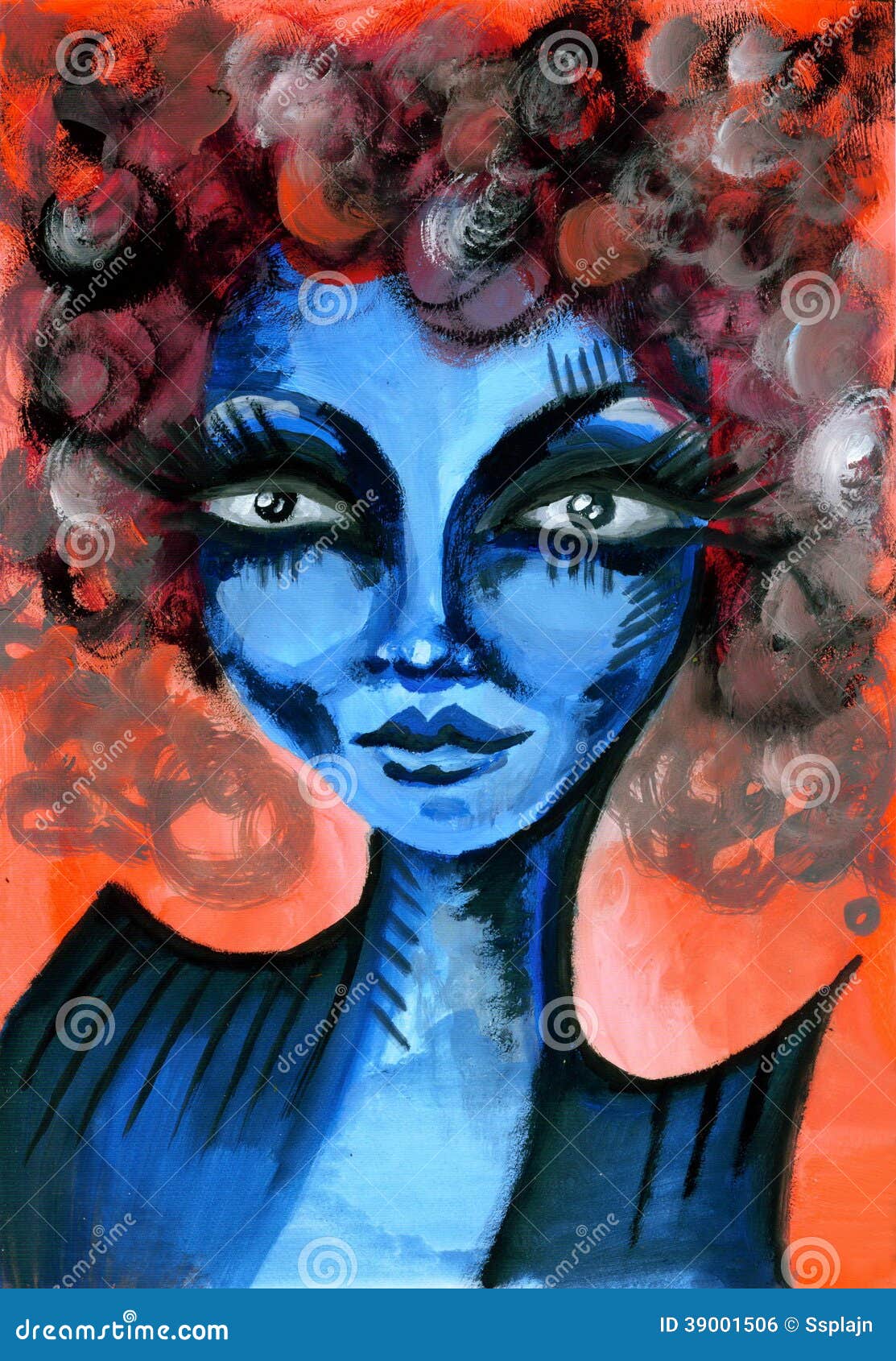 Blue skinned woman stock illustration. Illustration of emotional - 39001506
