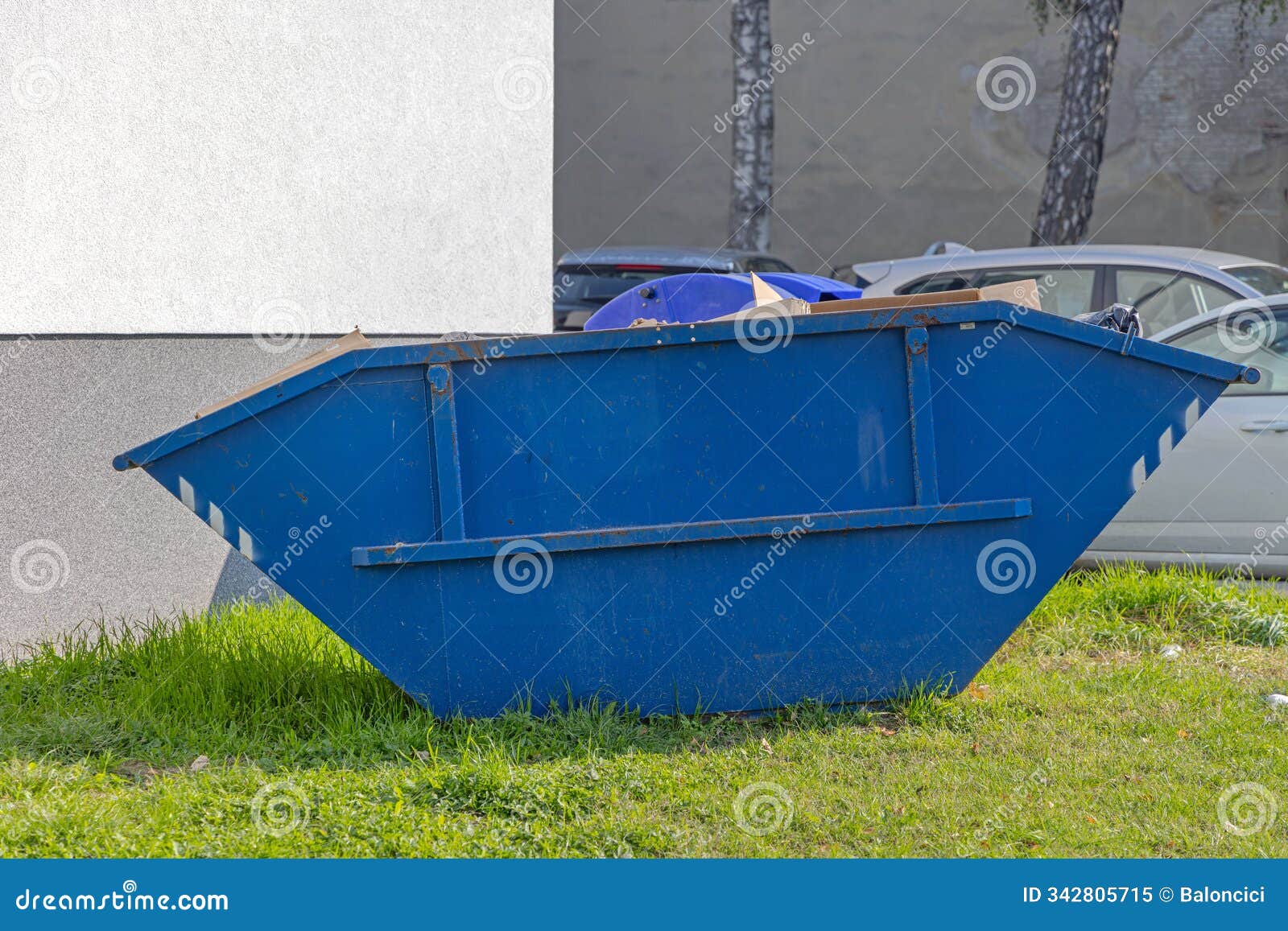 Blue Skip Container stock image. Image of industrial - 342805715