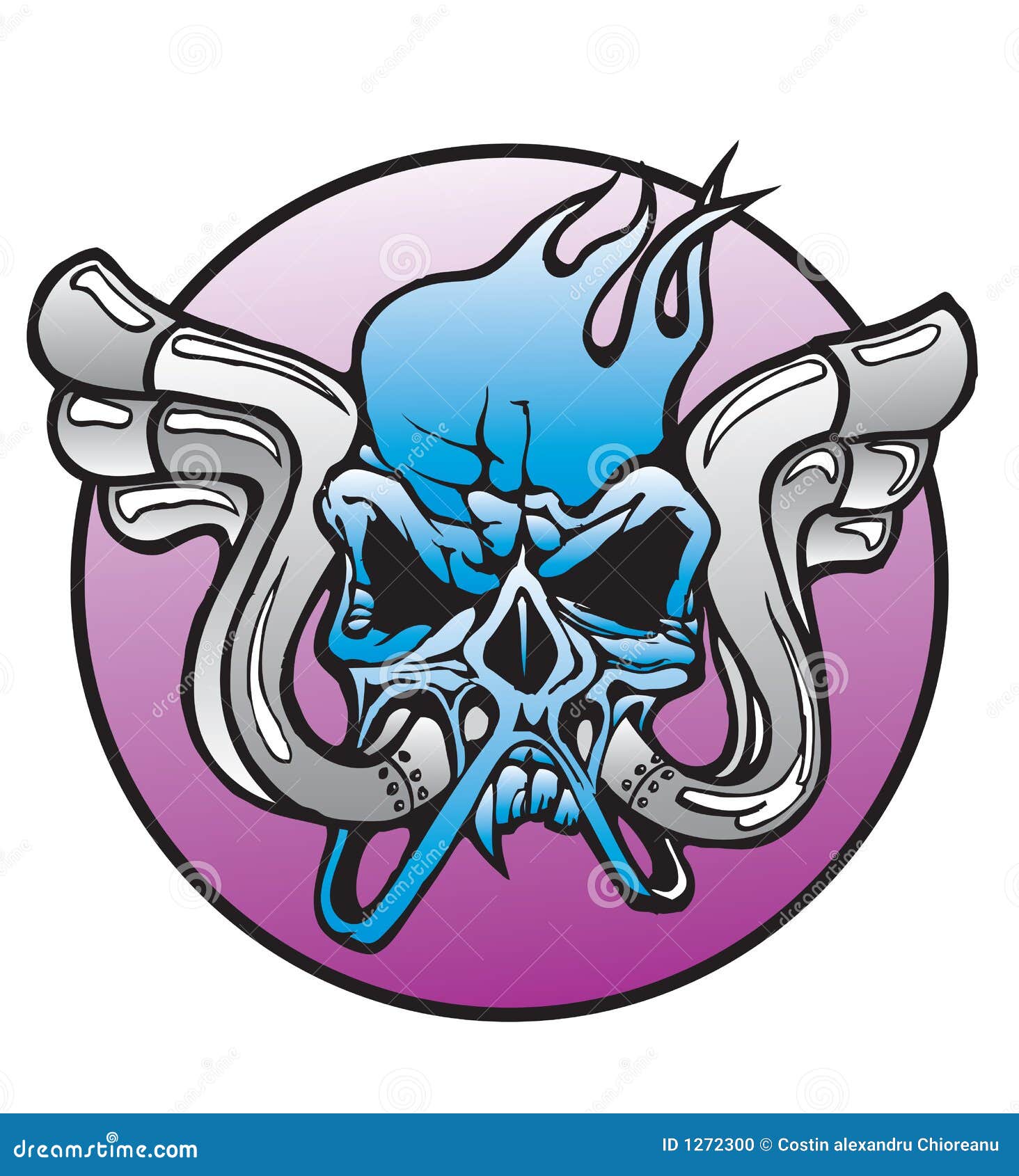 Blue skull stock vector. Illustration of engine, cool - 1272300