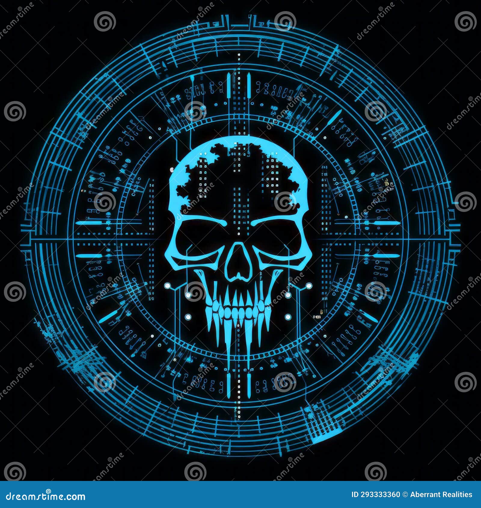 A Blue Skull on a Black Background Stock Illustration - Illustration of ...