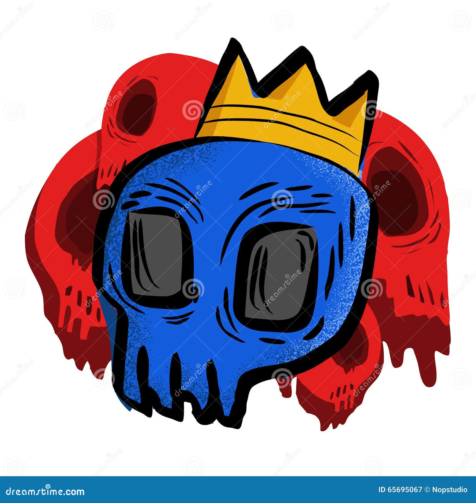 Blue skull with crown stock vector. Illustration of commander - 65695067