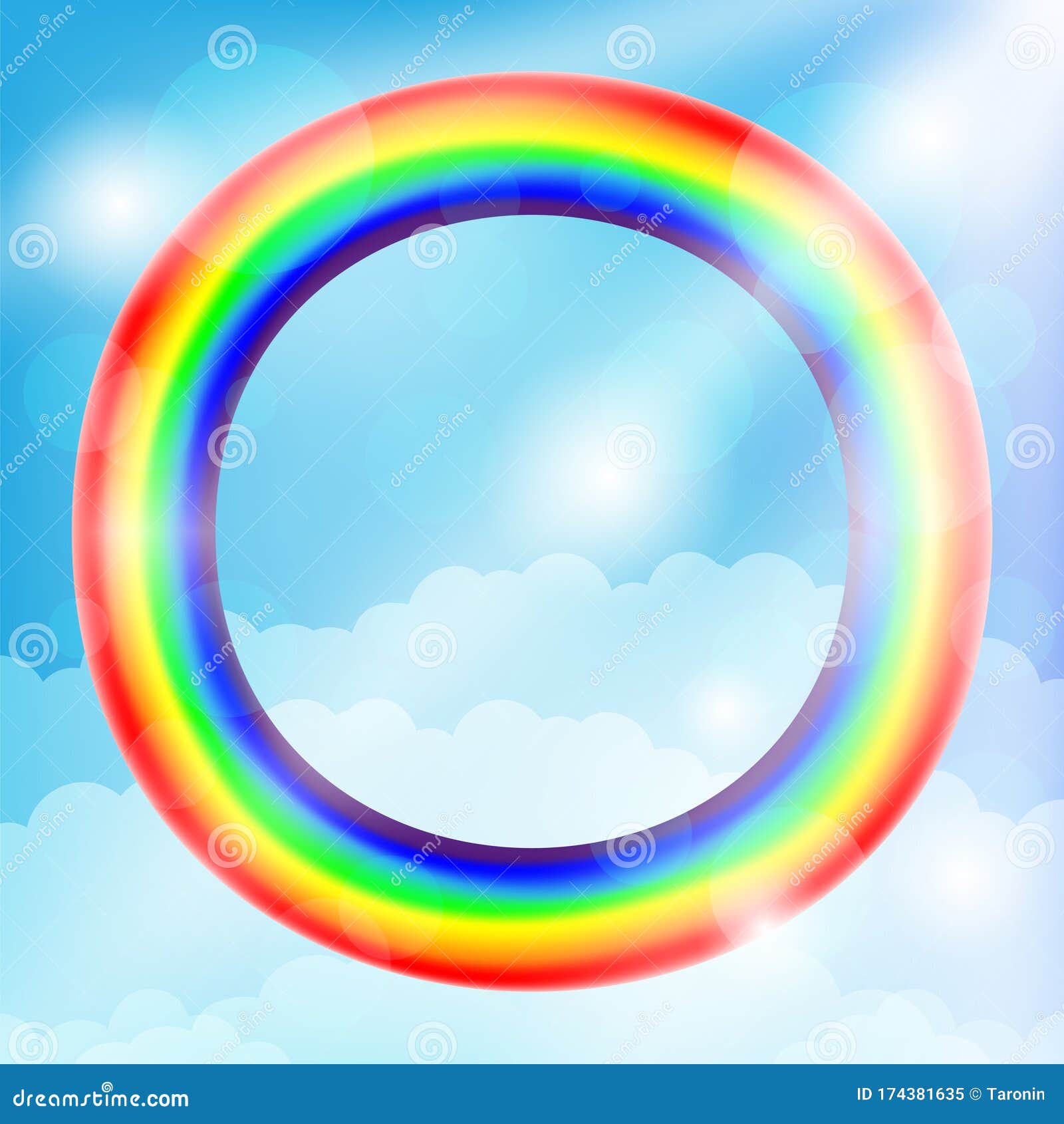 Round Rainbow Frame and Clouds. Stock Vector - Illustration of design ...