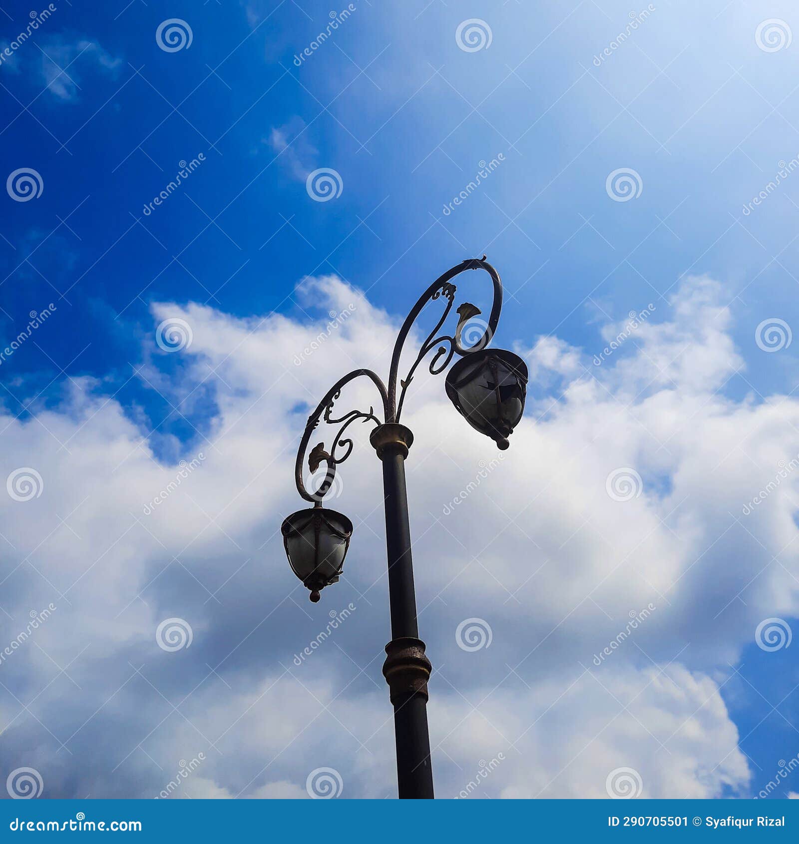 Blue Sky Above the Lamp Post Stock Image - Image of sculpture, post ...