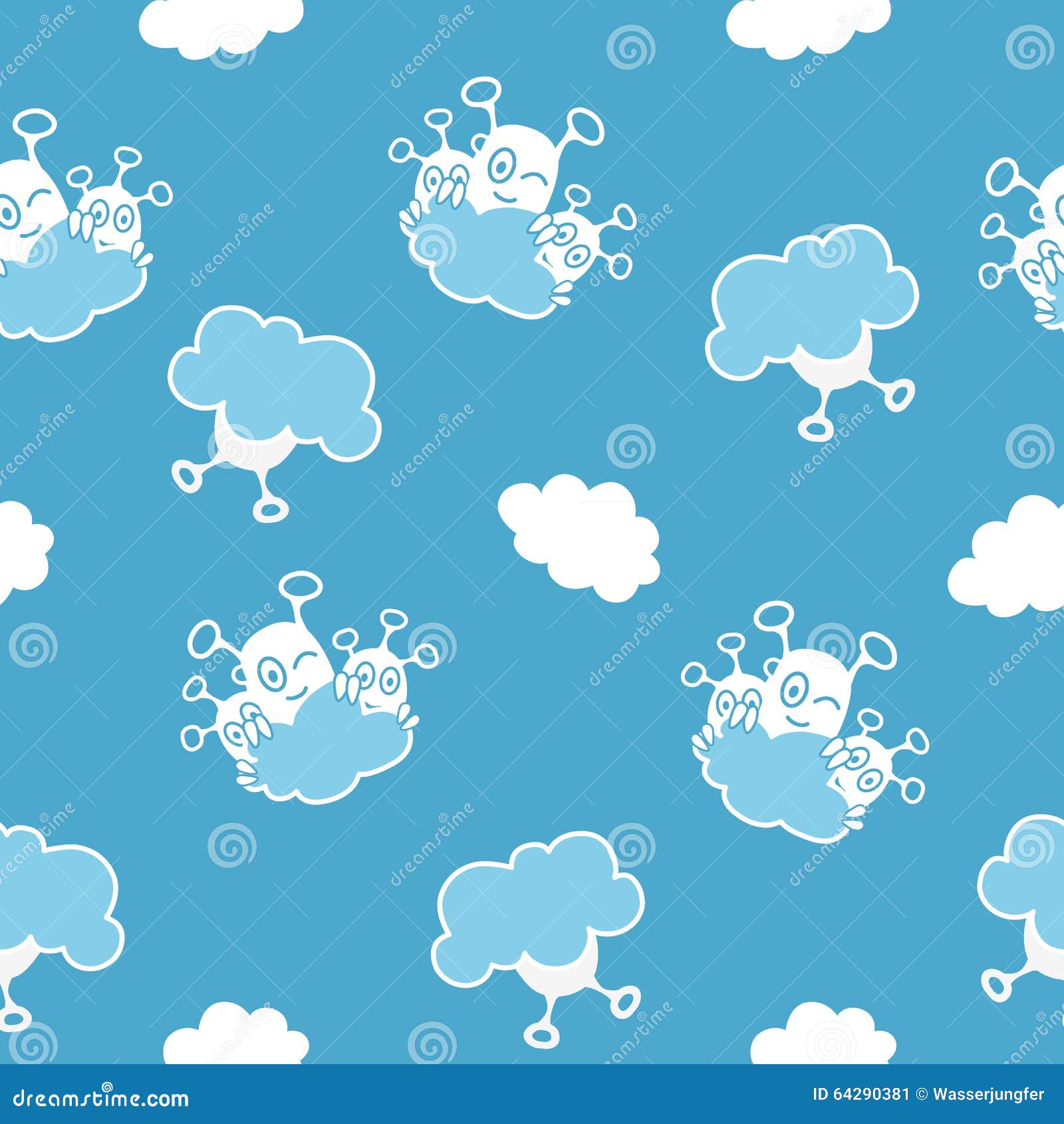 Blue sky aliens stock vector. Illustration of cute, cheerful - 64290381