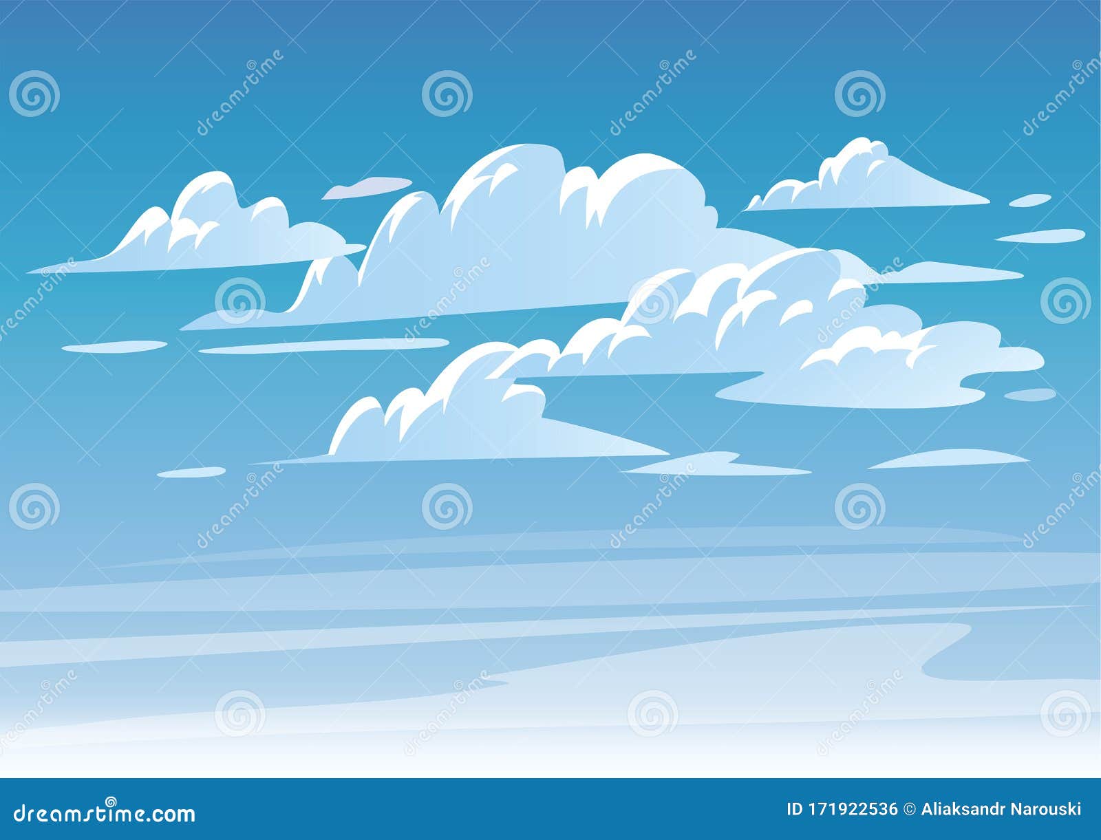 Blue Sky in Anime Cartoon Style. Stock Vector - Illustration of ...