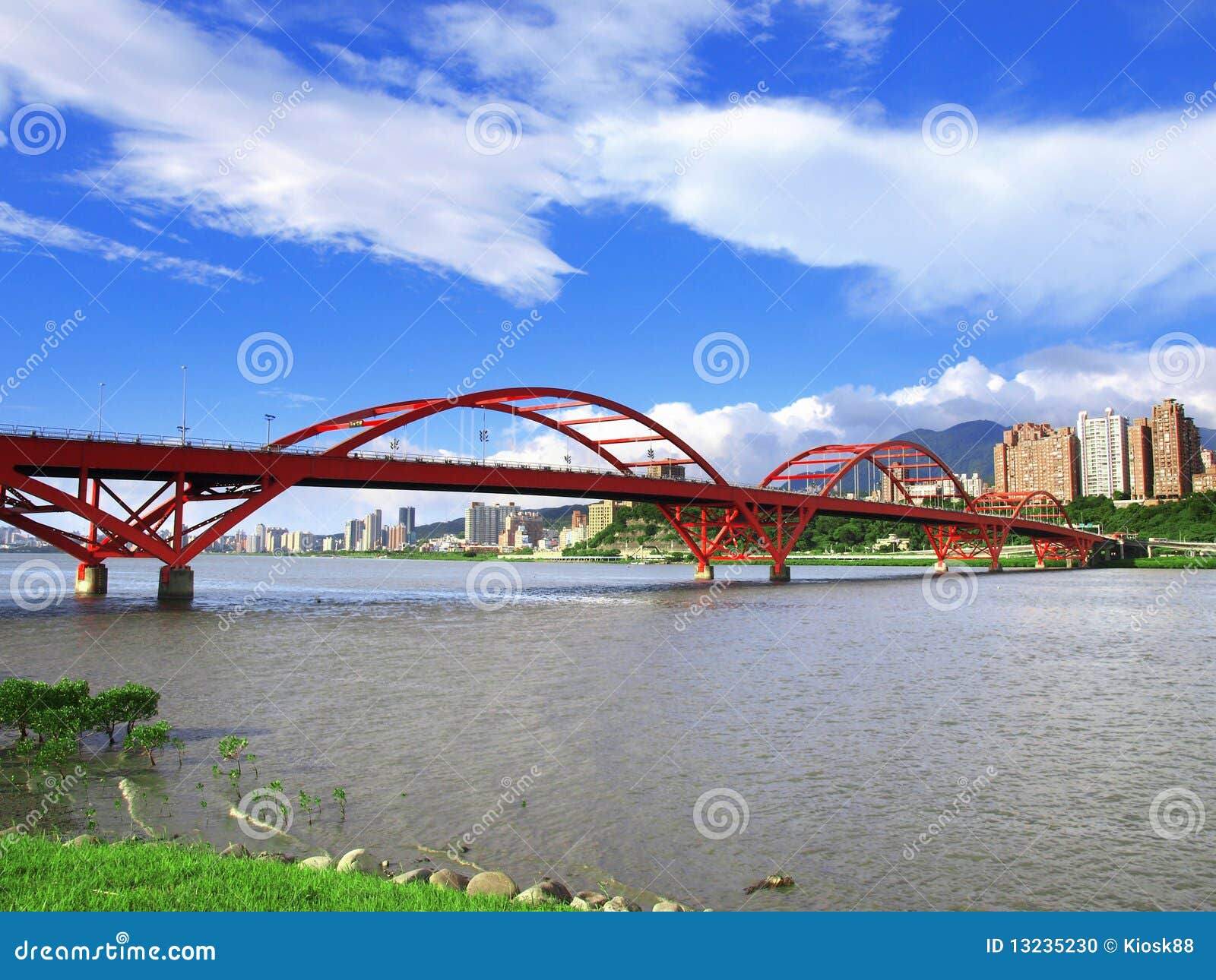 Blue sky and arch bridge stock photo. Image of park, blue - 13235230