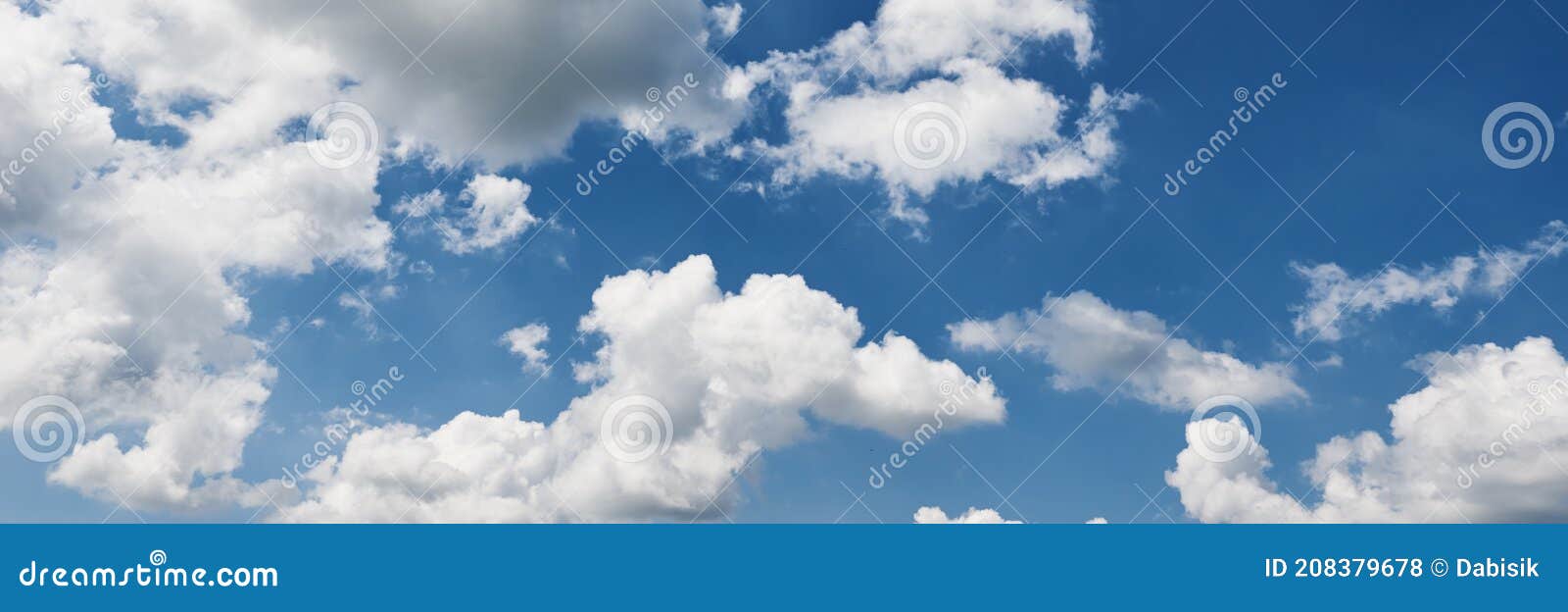 Blue Sky Background with Clouds in Summer Day. Panorana View Stock ...