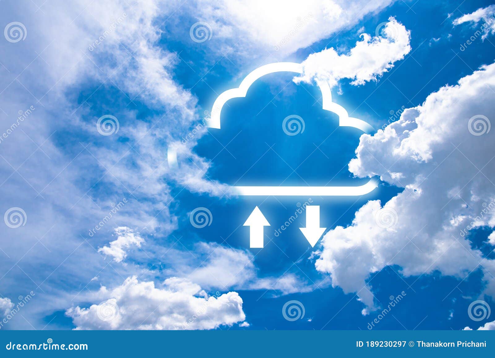 Blue Sky Background with Clouds. and There is a Cloud Icon Inserted ...