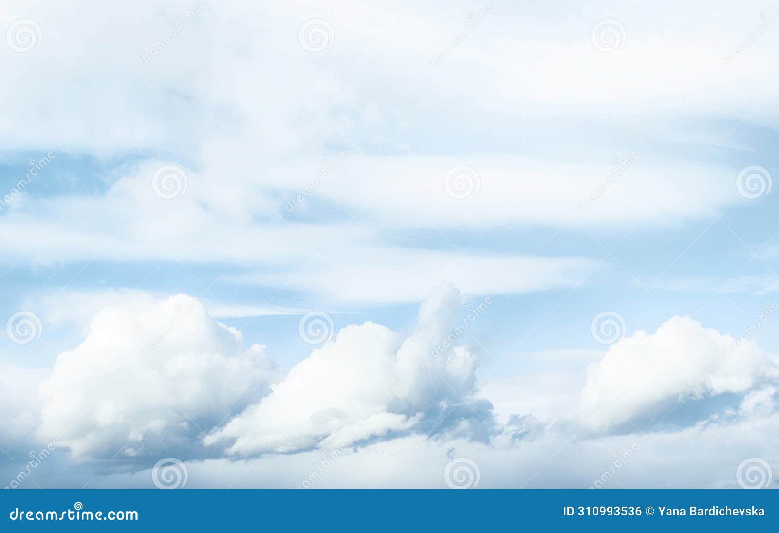 Blue Sky Background, Fluffy Clouds Backdrop Stock Photo - Image of nature, summer: 310993536