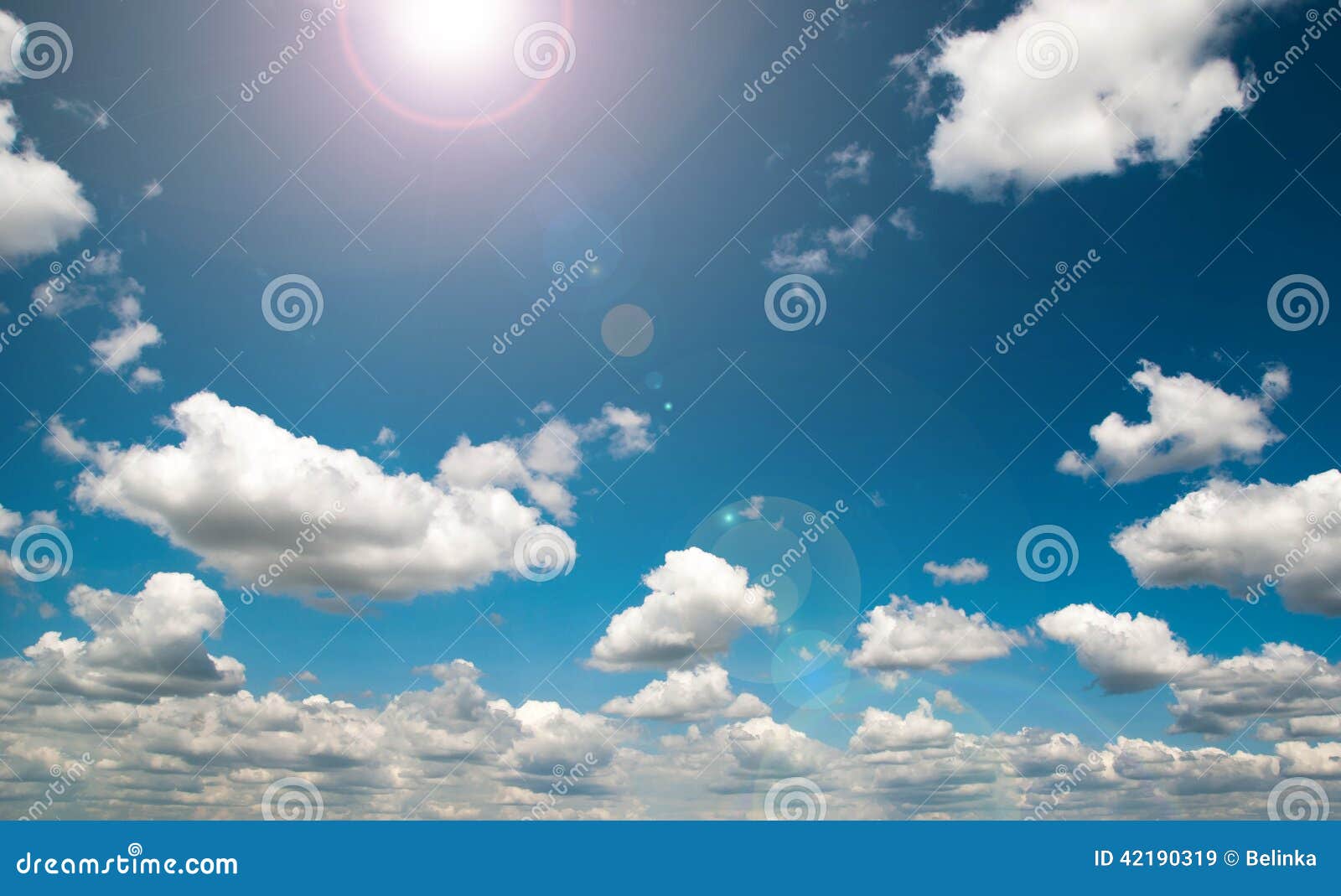 Blue Sky Background with Lens Flare Effect Stock Image - Image of clean ...