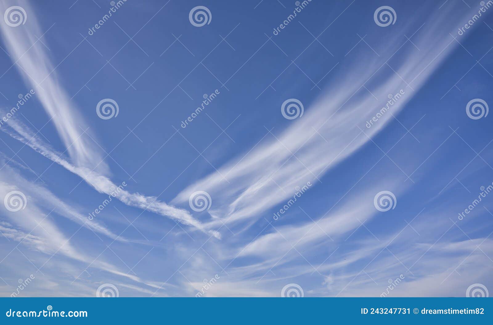 A Blue Sky Background with Long Clouds Stock Image - Image of sunlight ...