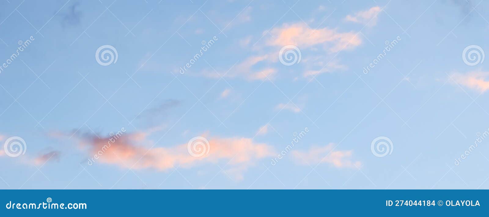 Blue Sky Background with Pale Pink Clouds at Sunset Stock Illustration ...