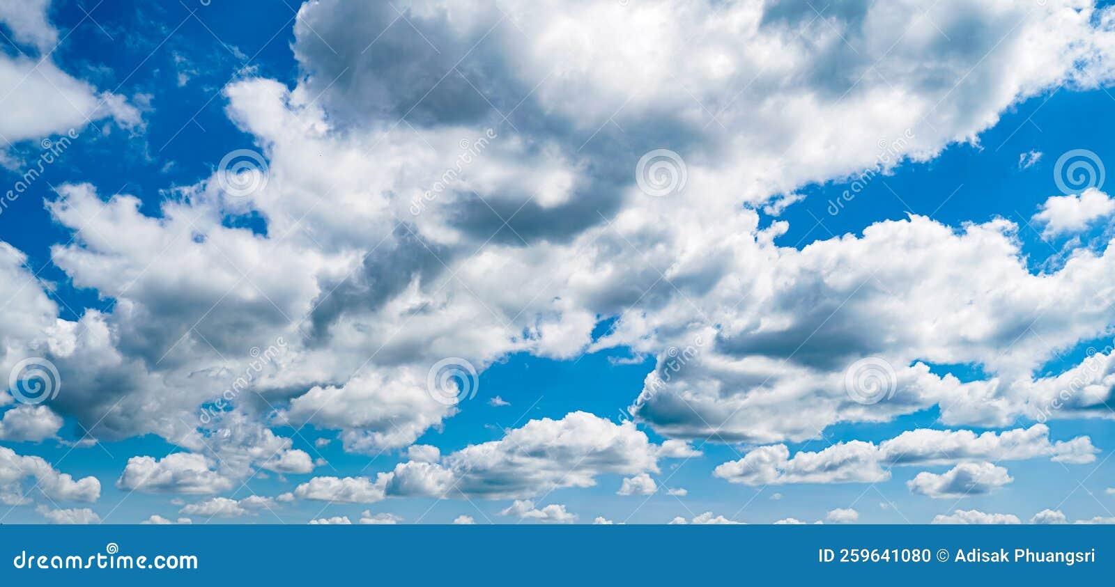 Blue Sky Background with Small Clouds in Panoramic View. Stock Photo ...