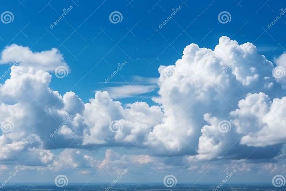 Blue Sky Background with Tiny Clouds, Cloudscape with Copy Space Stock Illustration ...