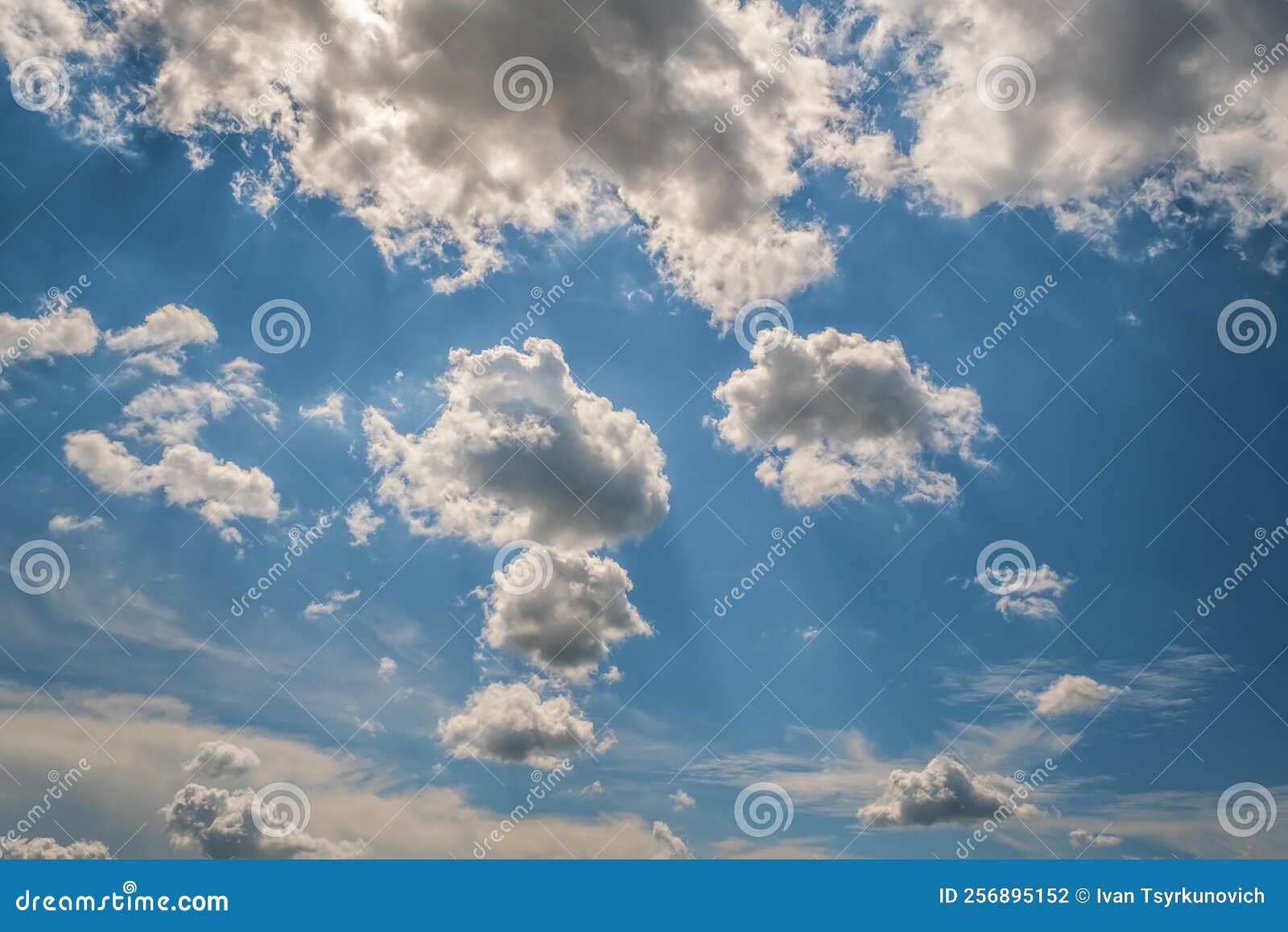 Blue Sky Background with White Striped Clouds in Heaven and Infinity ...