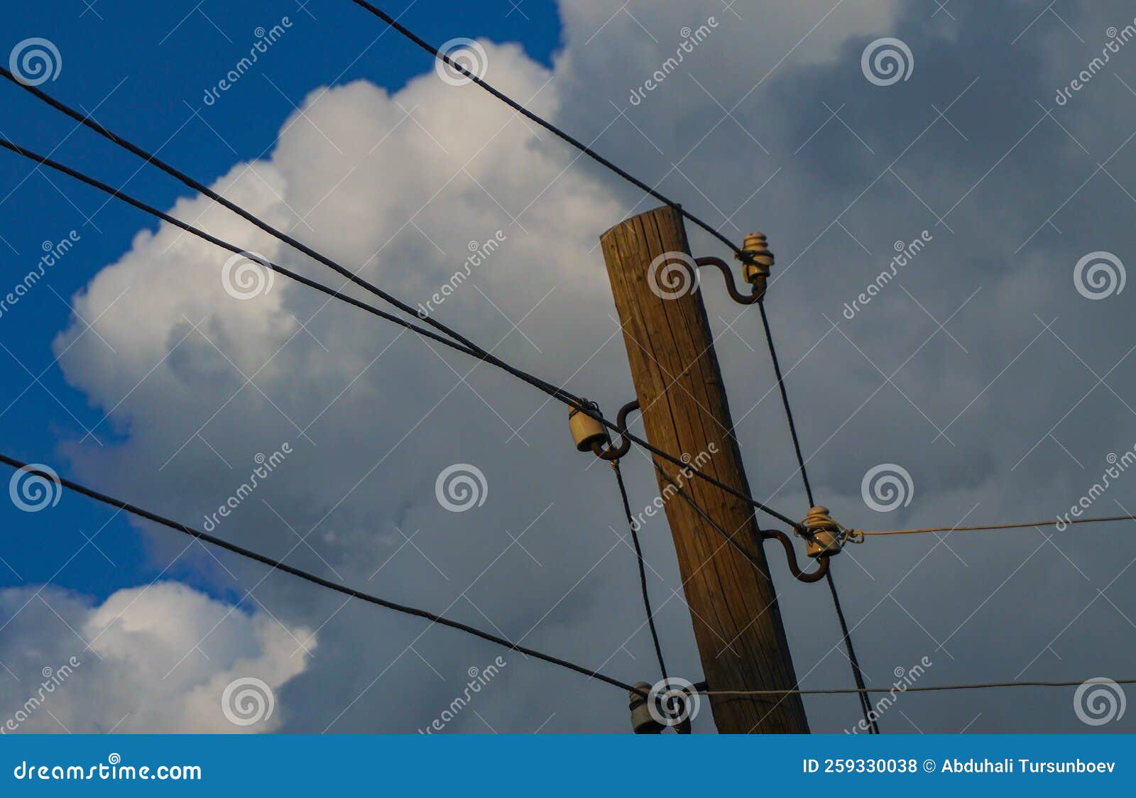 Blue Sky Behind the Wire Pole Stock Photo - Image of street, metal ...