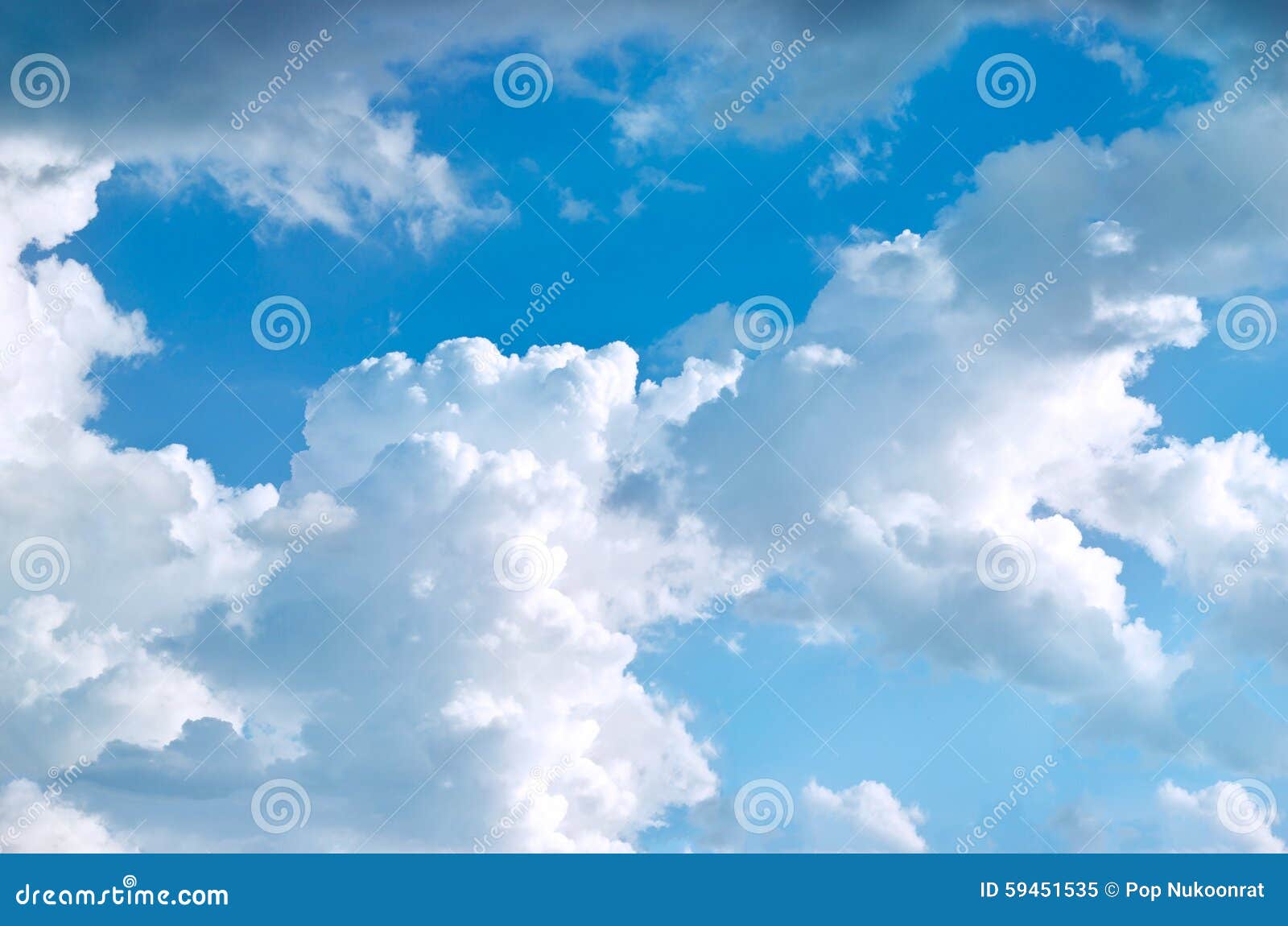 Blue Sky with Big Clouds Background Stock Image - Image of bright ...