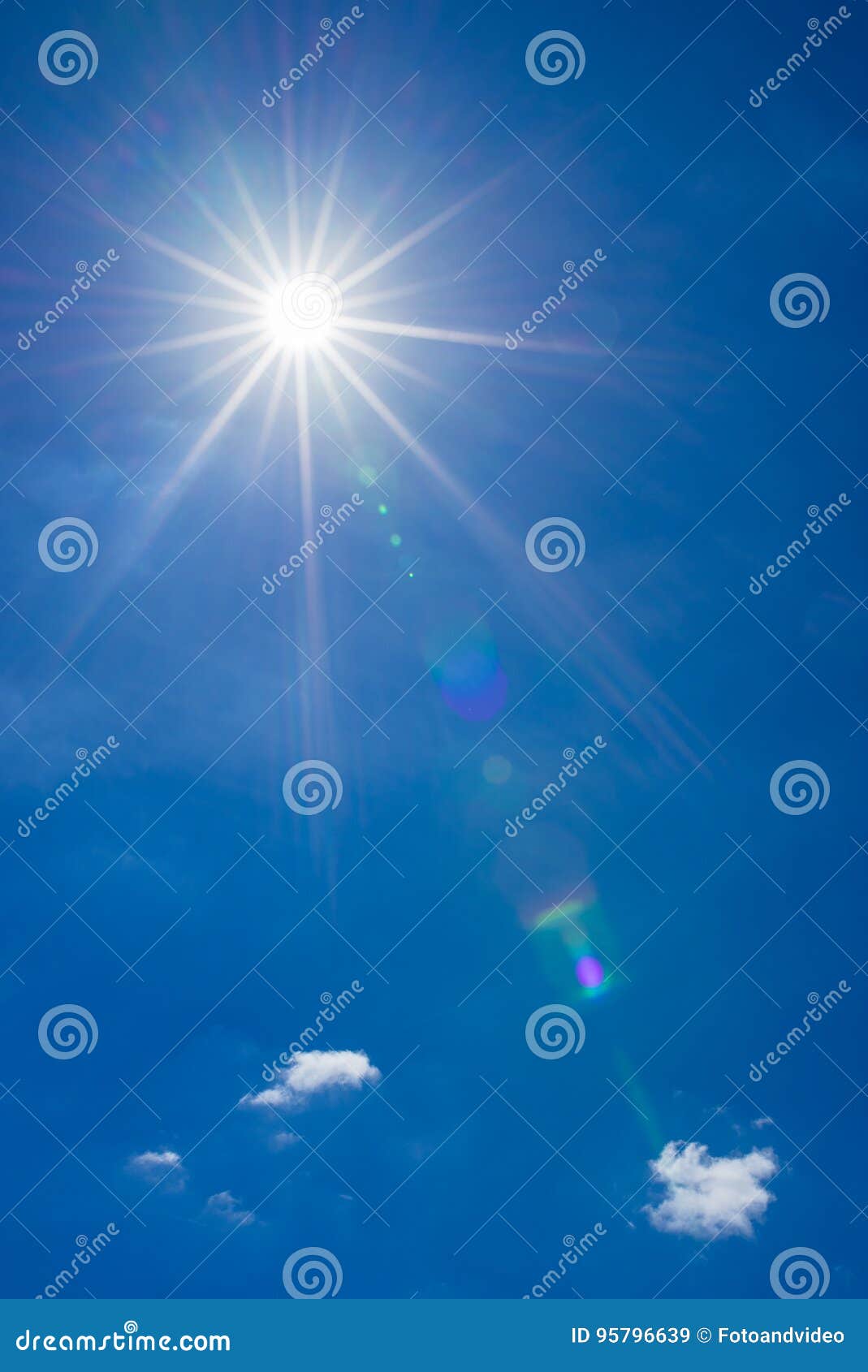 Blue Sky with Bright Shining Sun Background Stock Image - Image of ...