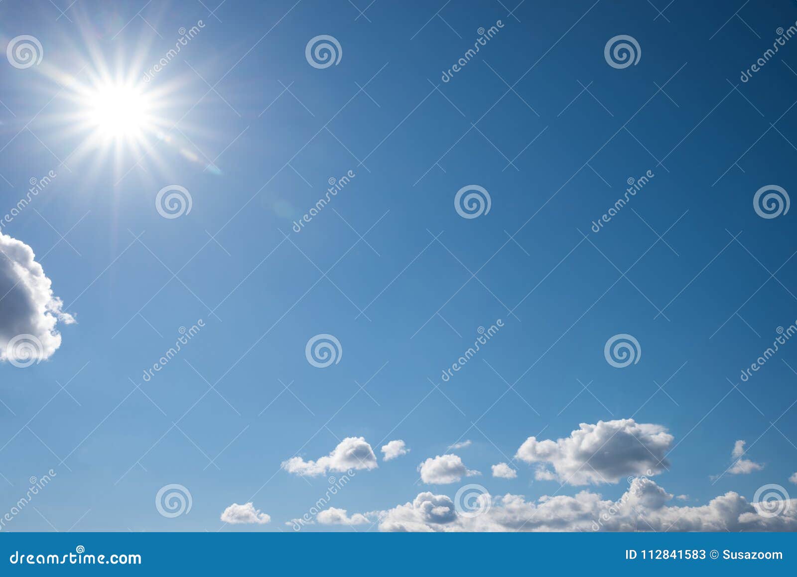 Blue Sky with Bright Sunshine and Clouds Stock Image - Image of ozone ...