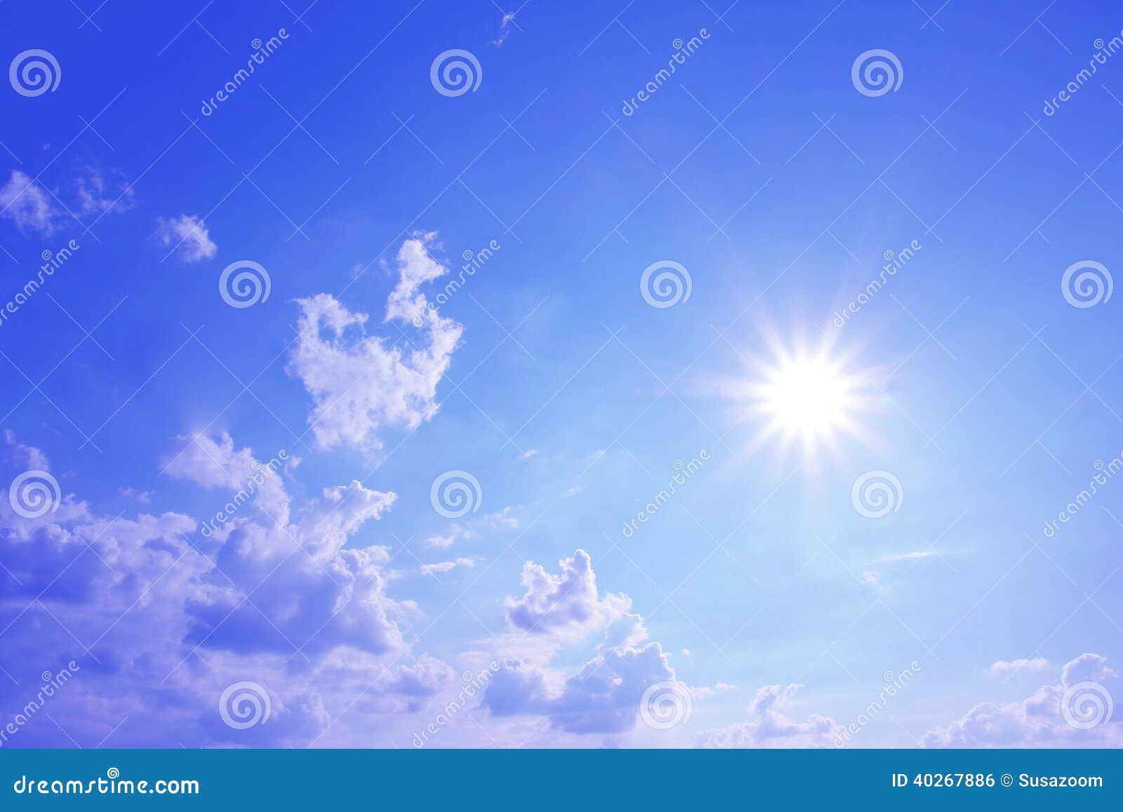 Blue Sky and Bright Sunshine with Clouds Stock Photo - Image of light ...