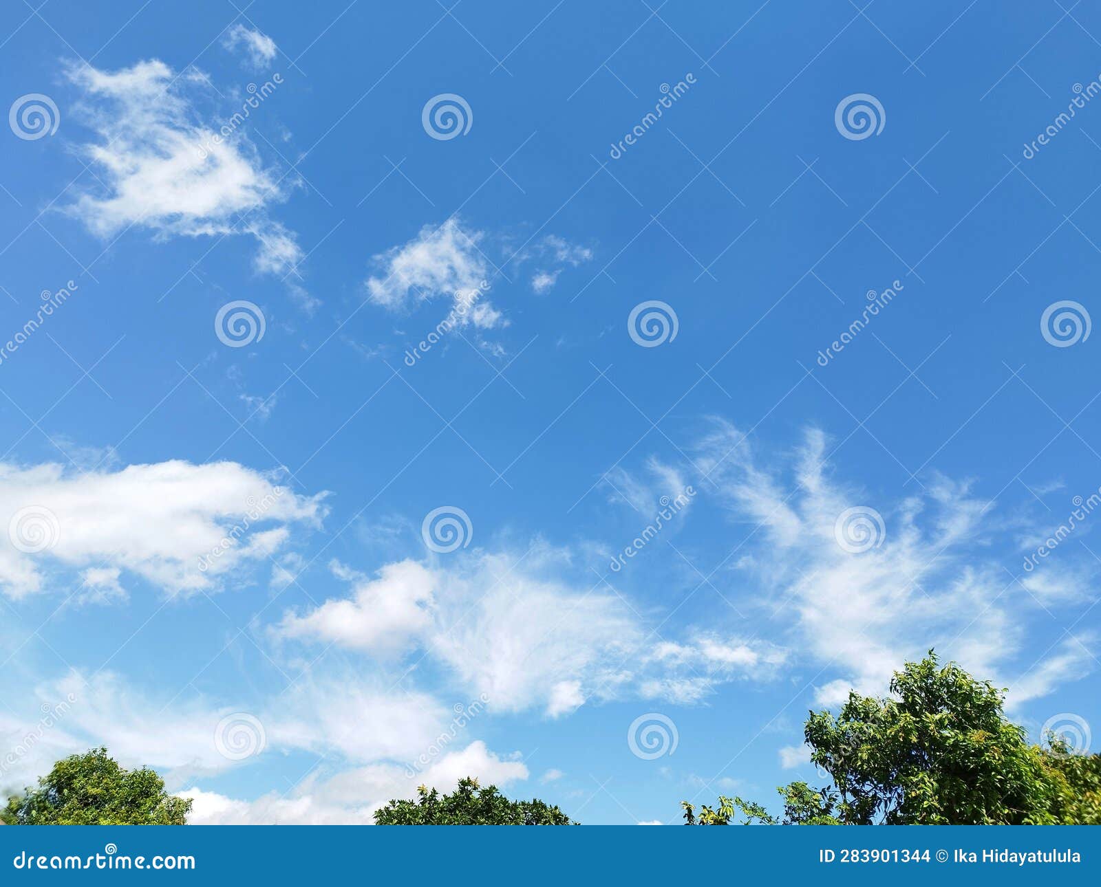 Blue Sky with Bright White Clouds in Spring Stock Photo - Image of ...