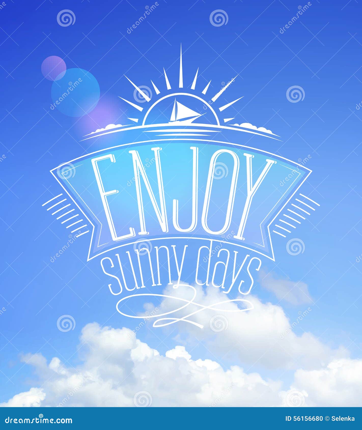 Blue Sky Card, Enjoy Sunny Days Stock Vector - Illustration of ...